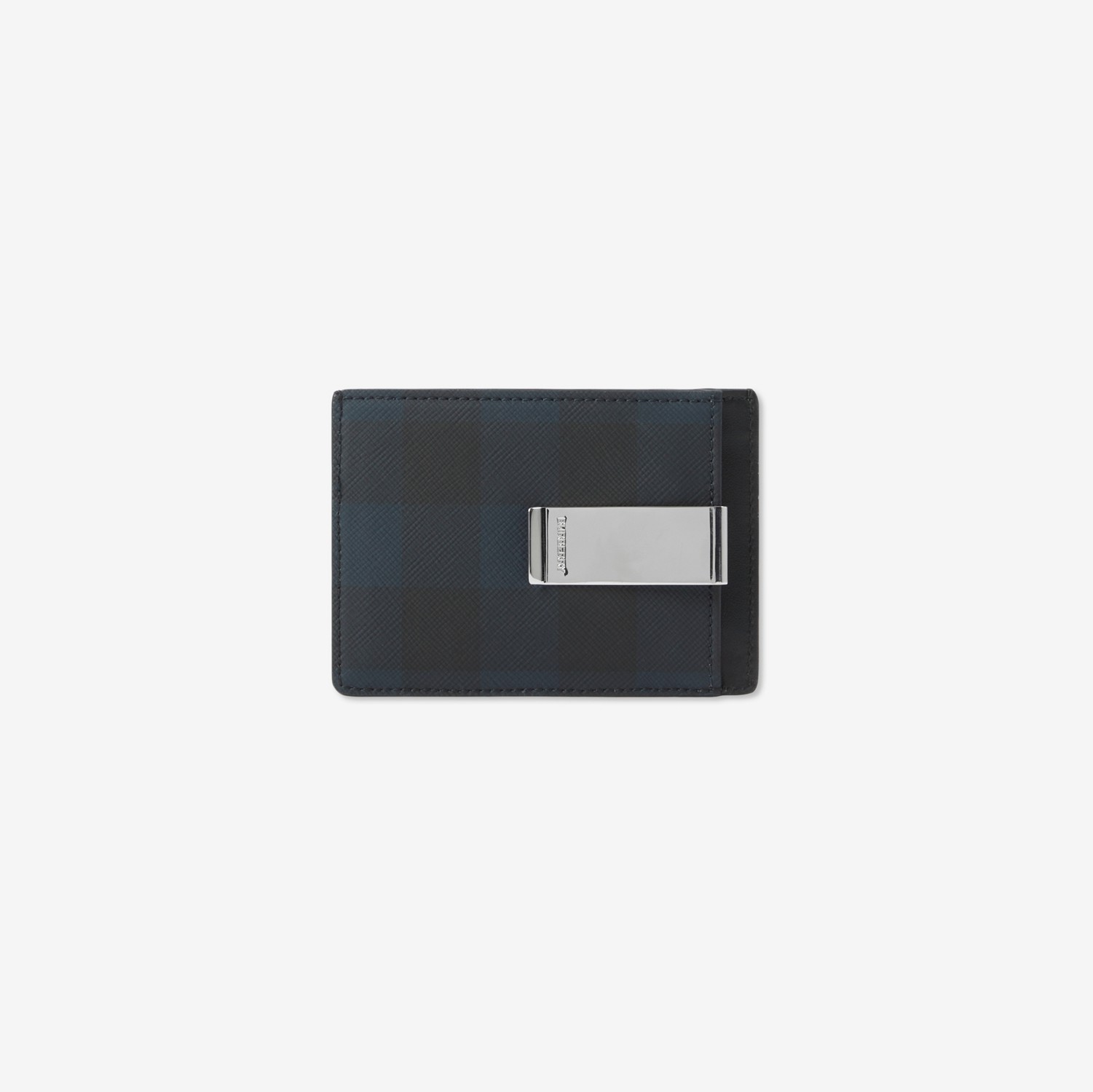 Check Money Clip Card Case in Navy - Men, Canvas | Burberry® Official Check Money Clip Card Case in Navy - Men, Canvas | Burberry® Official