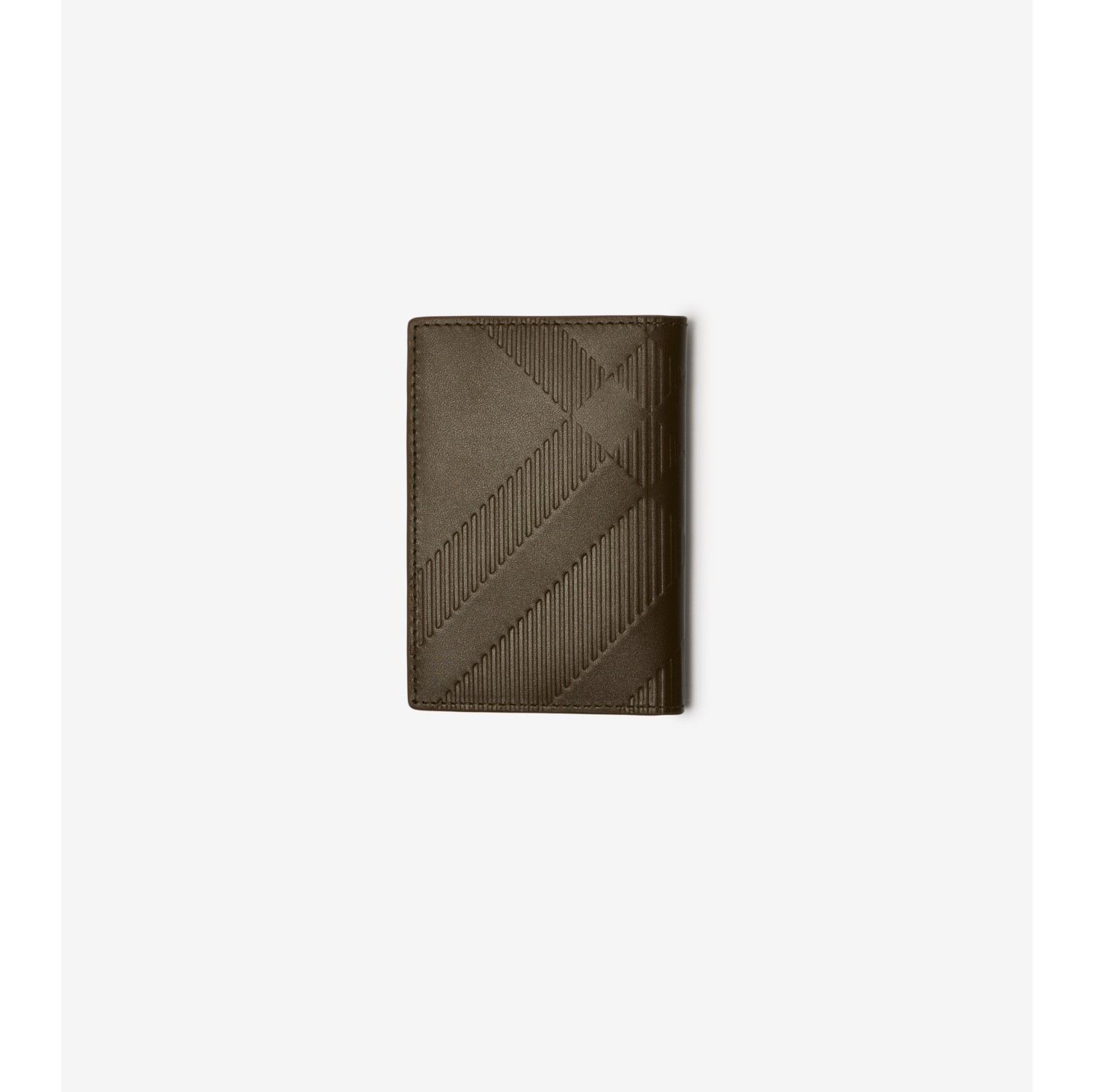 Embossed Check Folding Card Case in Military - Men, Leather | Burberry ...