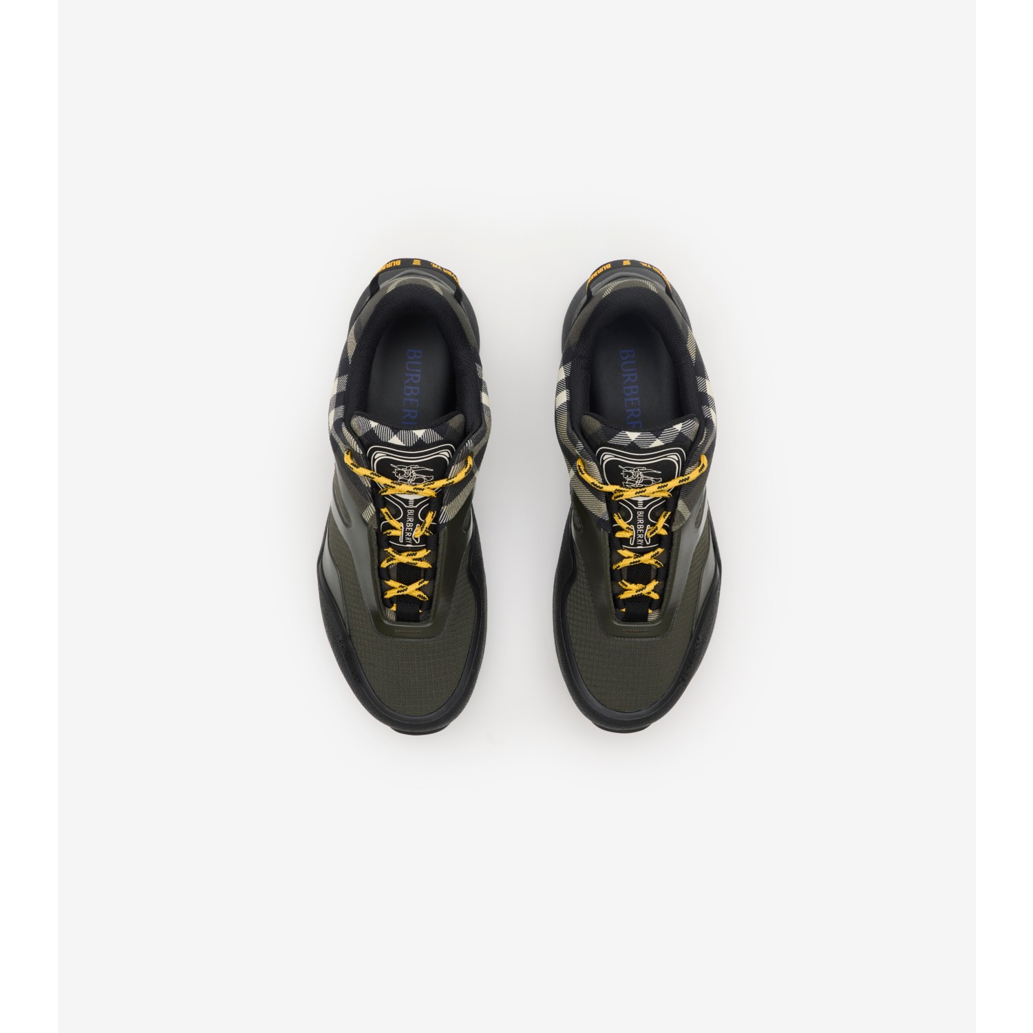 Check and Mesh Discover Sneakers in Thicket green - Men | Burberry ...