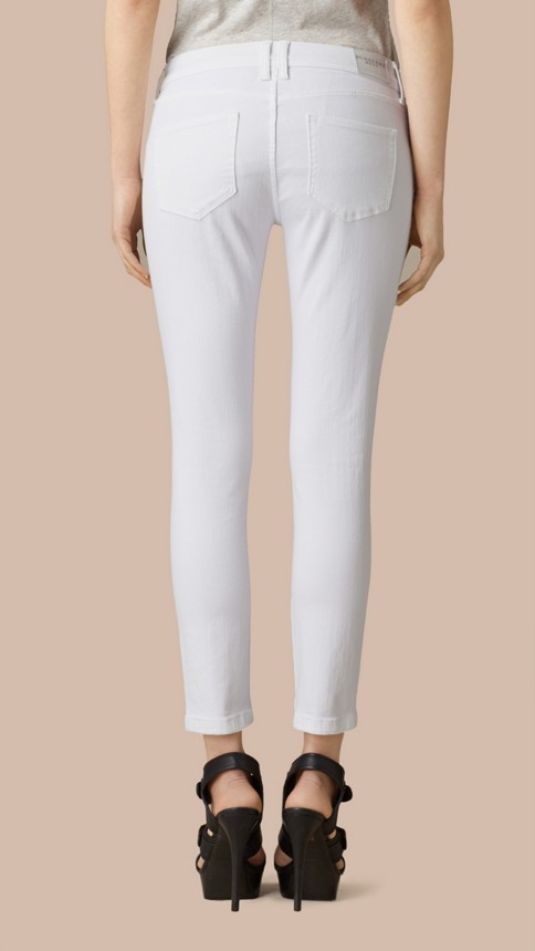 Skinny Fit Low Rise Cropped Jeans Burberry