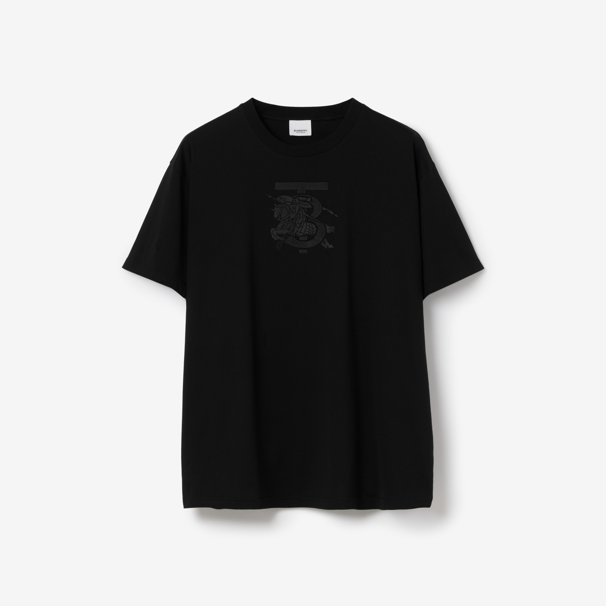 Embroidered Monogram Ekd Cotton T Shirt In Black Men Burberry® Official