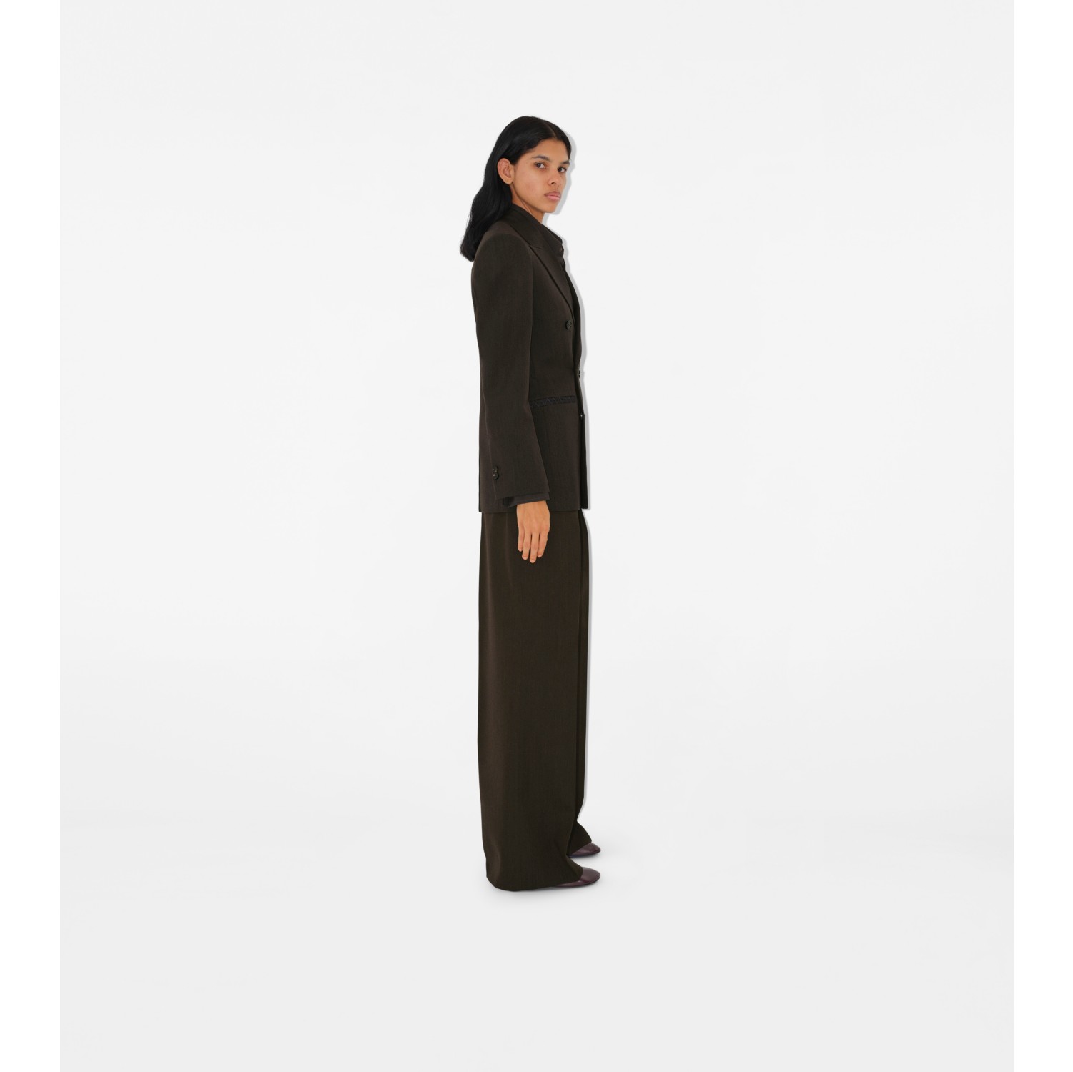 Wool Tailored Jacket in Brown/black - Women | Burberry® Official