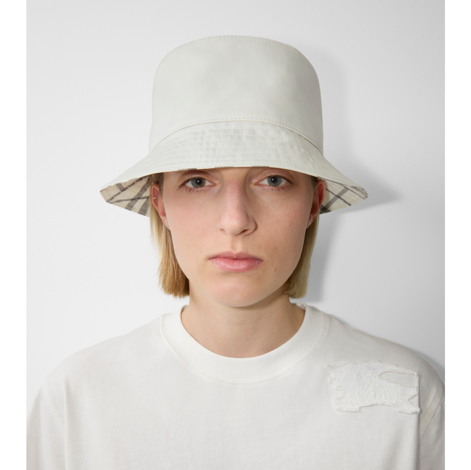Cotton Blend Bucket Hat In Salt Men Burberry® Official