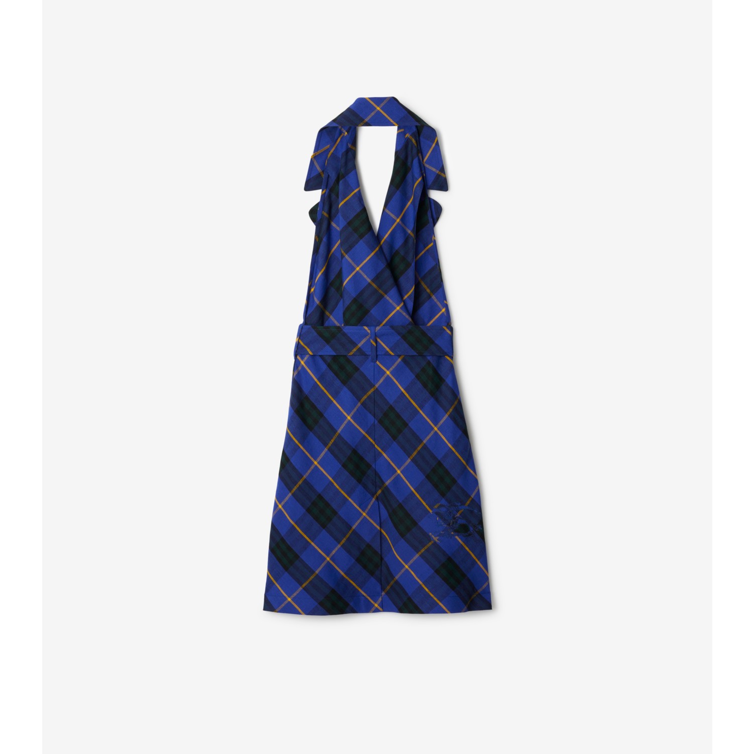 Check Linen Dress in Bright navy - Women, Cotton | Burberry® Official