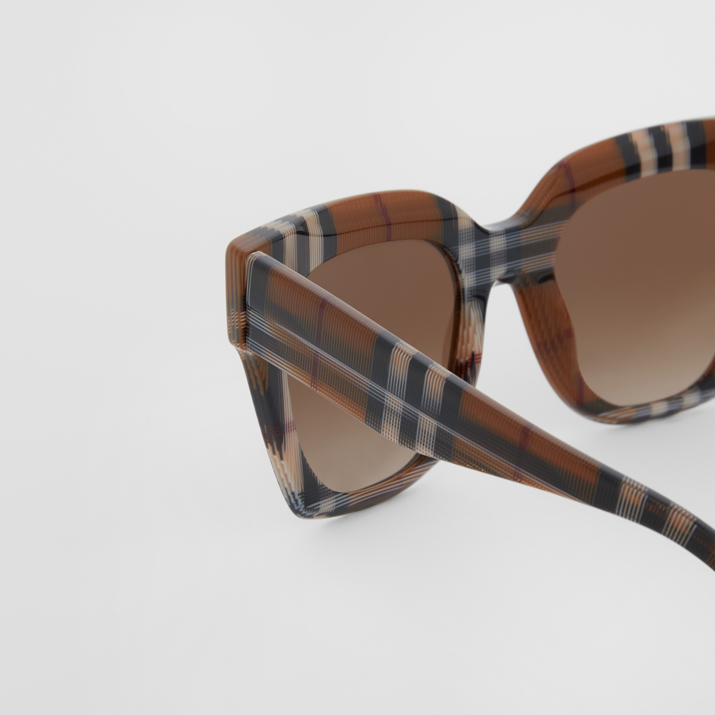 Check Square Frame Sunglasses in Birch Brown - Women | Burberry® Official