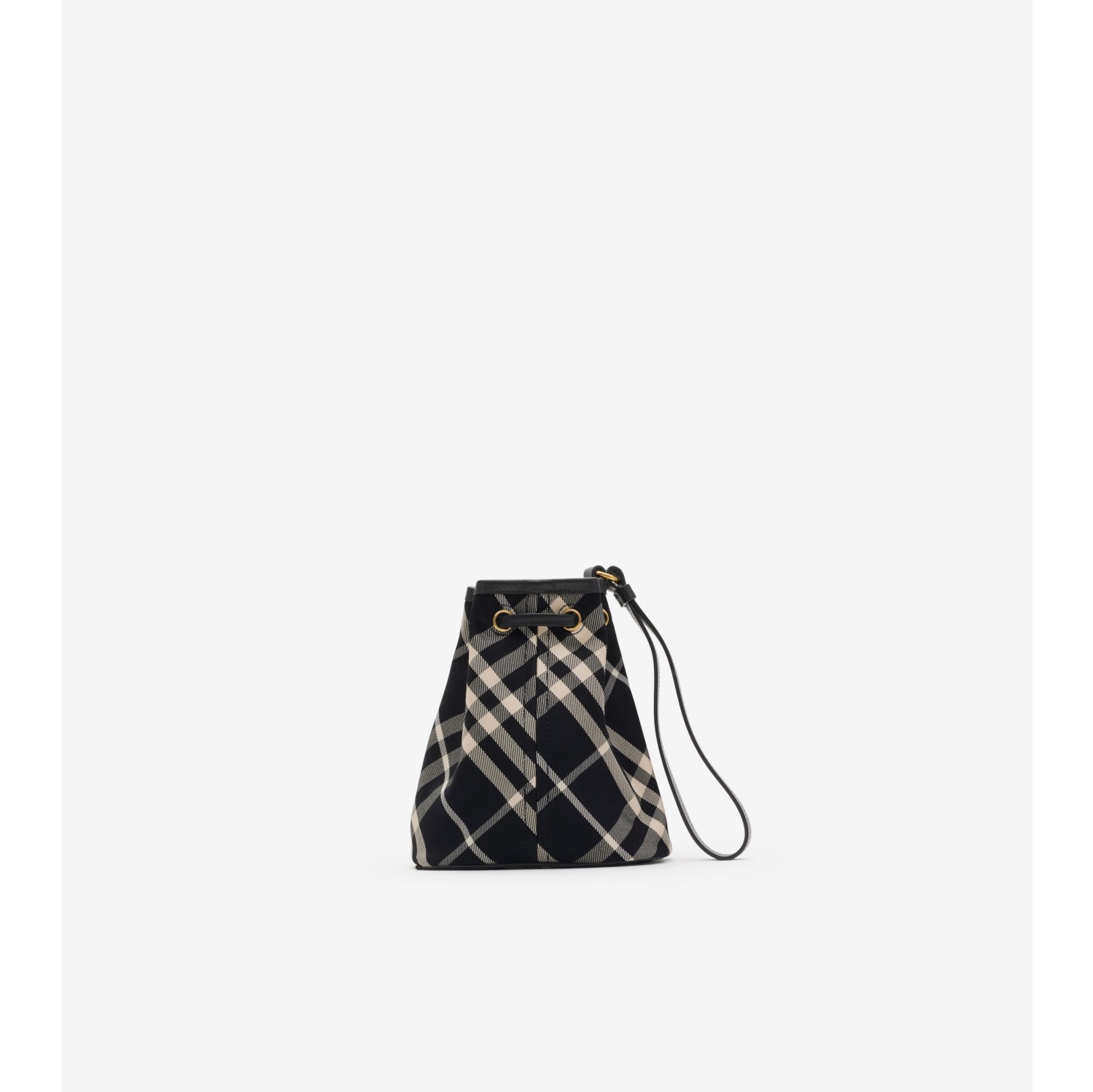 Check Drawstring Pouch in Black/calico - Women | Burberry® Official