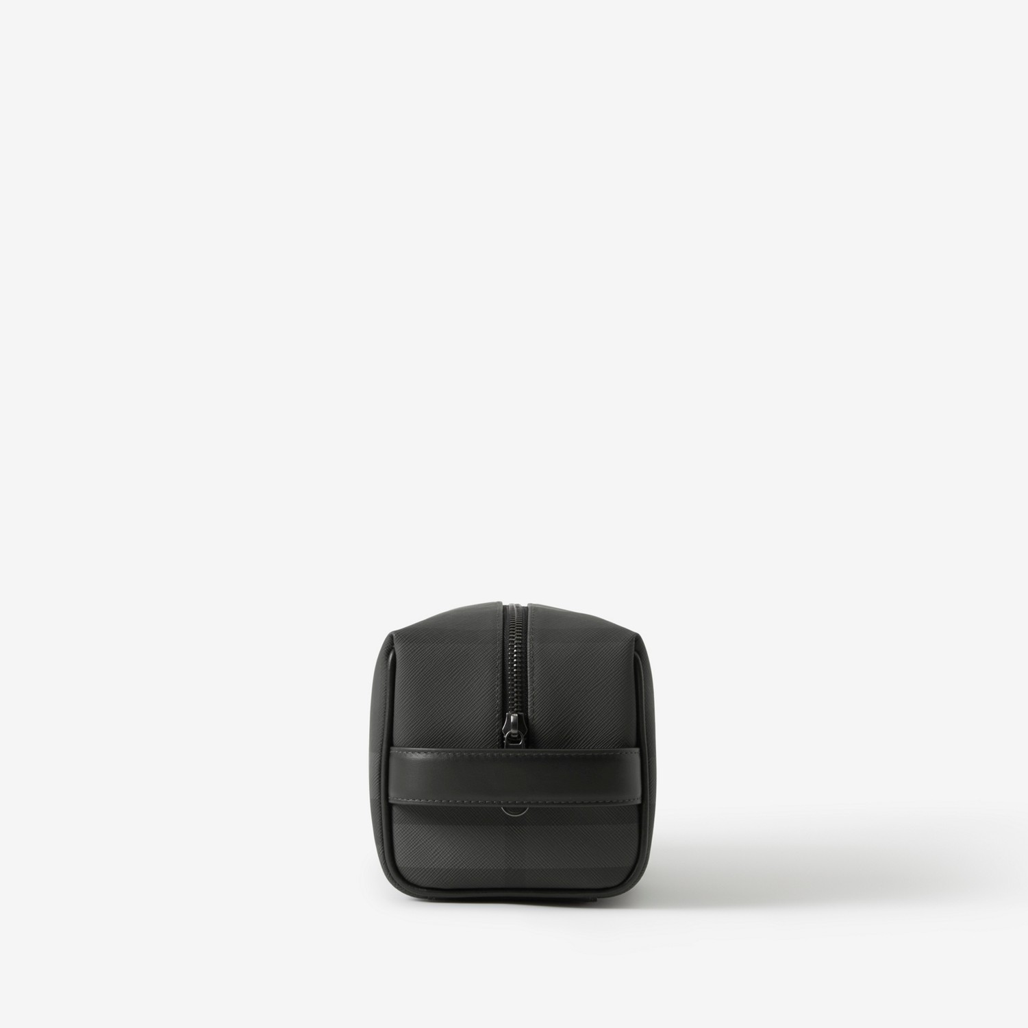Check and Leather Travel Pouch in Charcoal - Men | Burberry® Official Check and Leather Travel Pouch in Charcoal - Men | Burberry® Official