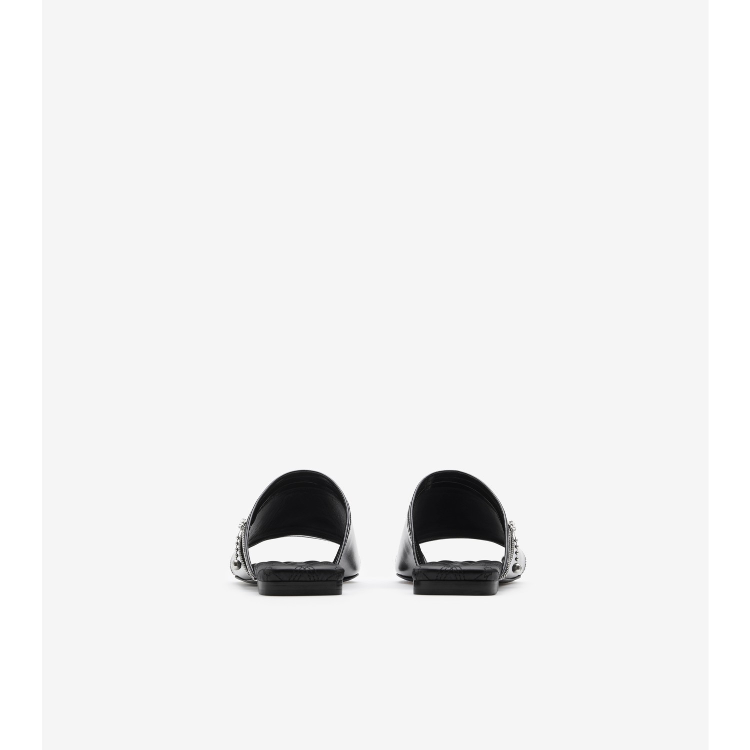 Leather Peep Slides in Black - Women | Burberry® Official