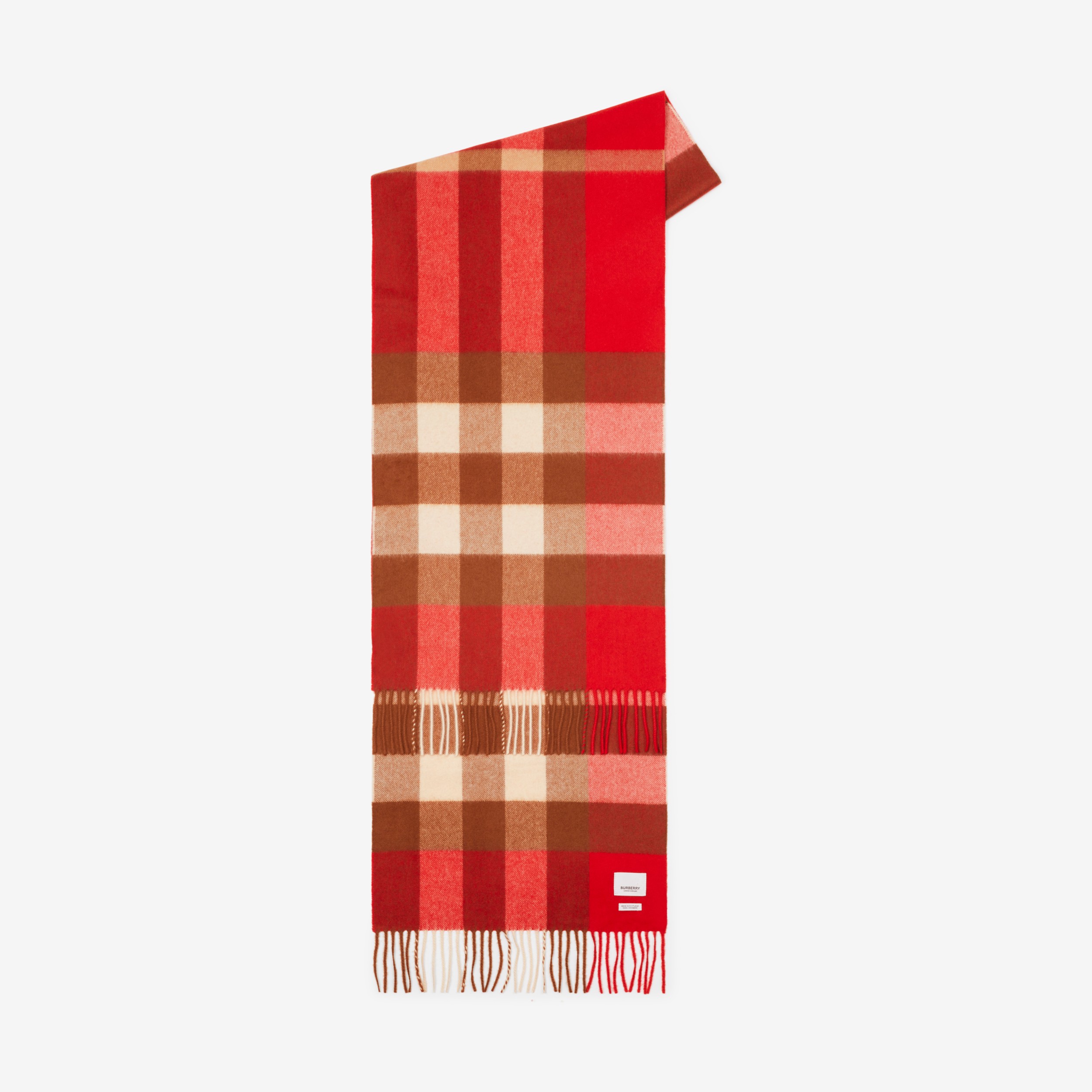 Check Cashmere Scarf in Bright Red | Burberry® Official