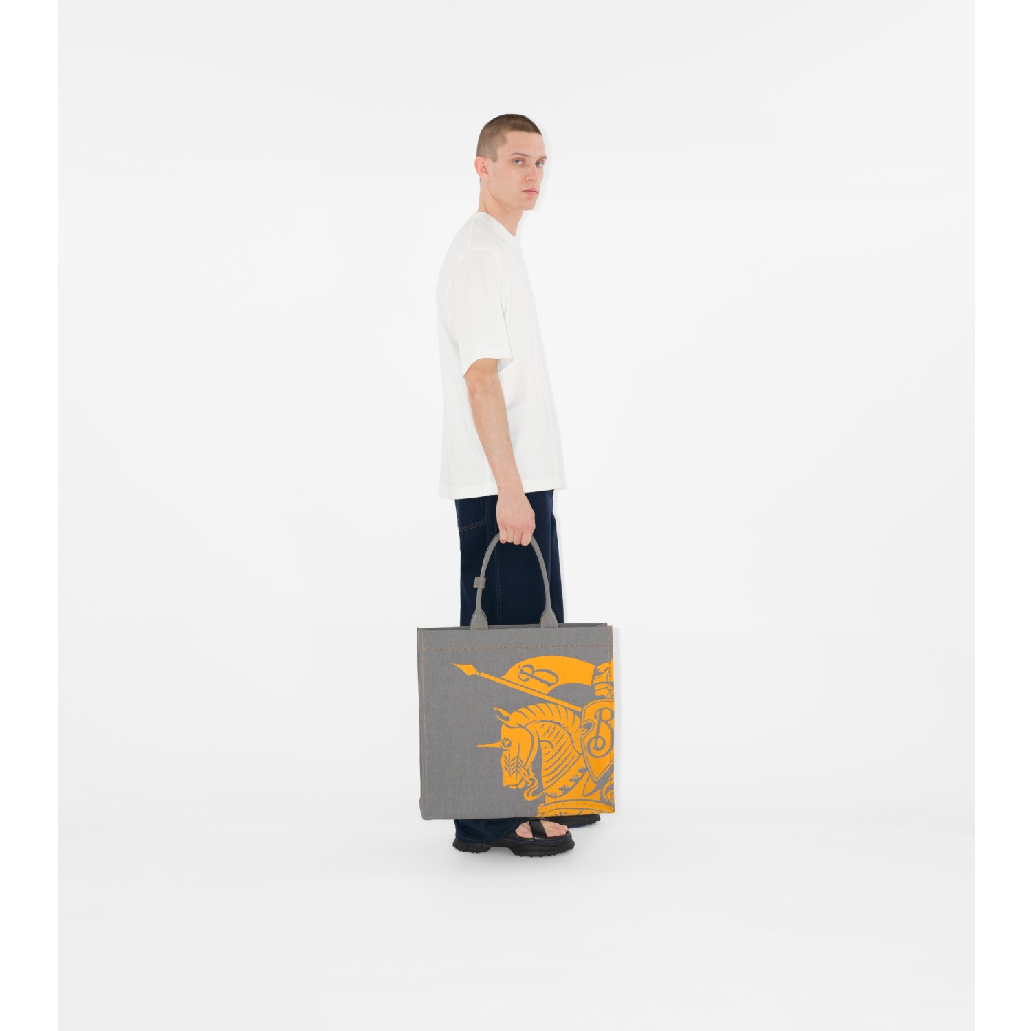 Medium EKD Canvas Tote in Sunflower - Men, Cotton | Burberry® Official