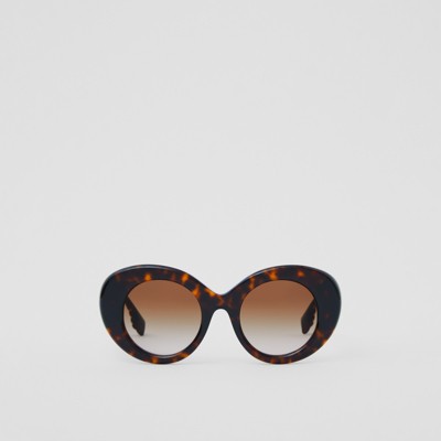 Burberry Monogram Motif Oversized Round Frame Lola Sunglasses In Dark Tortoiseshell/brown | ModeSens