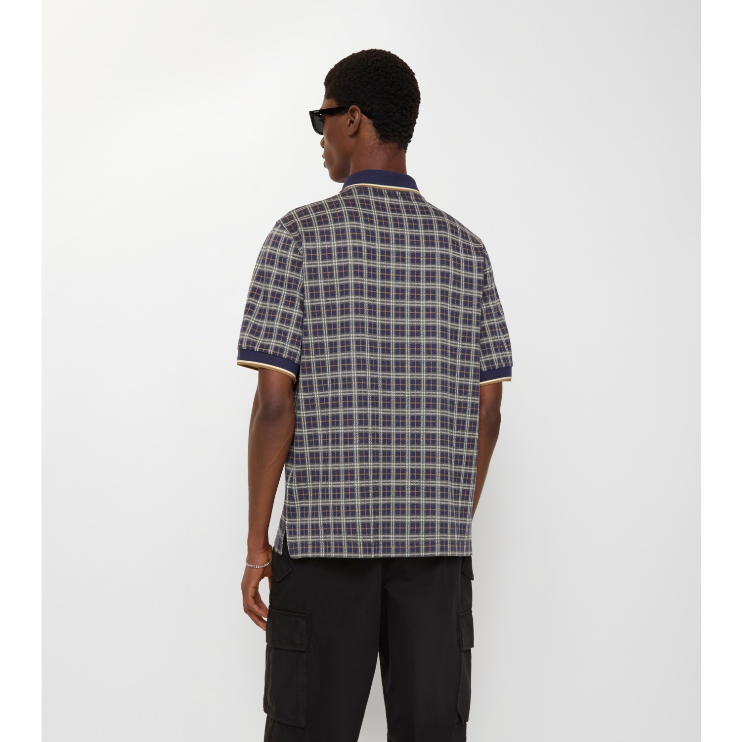 Check Cotton Blend Polo Shirt in Pilot blue - Men | Burberry® Official