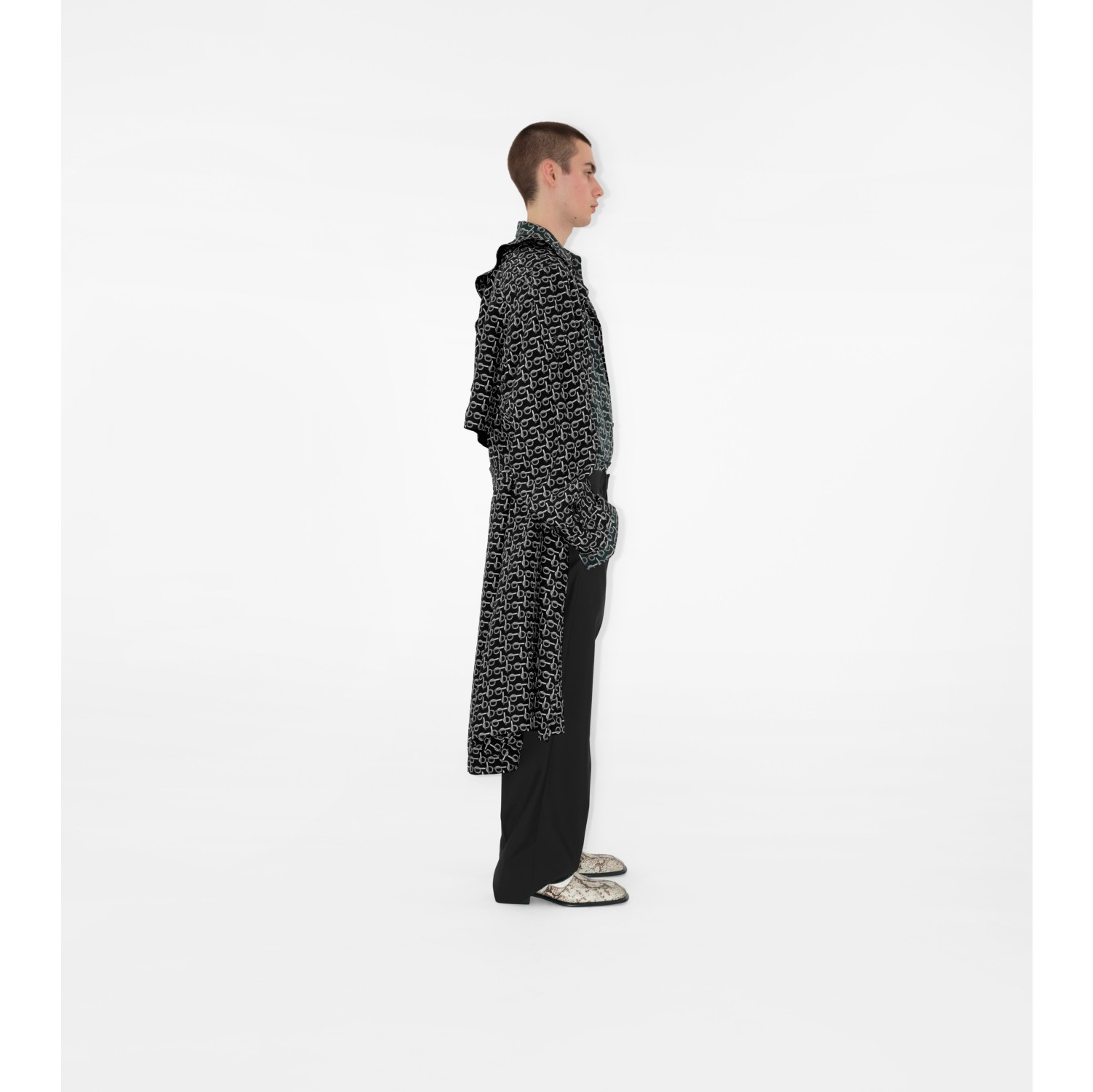 B Silk Shirt in Silver/green - Men | Burberry® Official