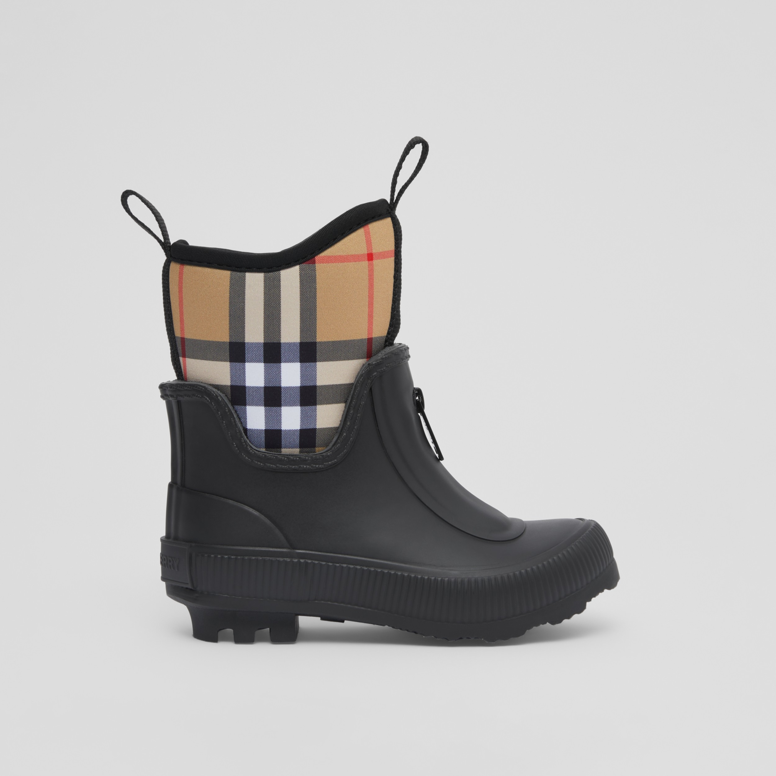 Vintage Check Neoprene and Rubber Rain Boots in Black - Children ...