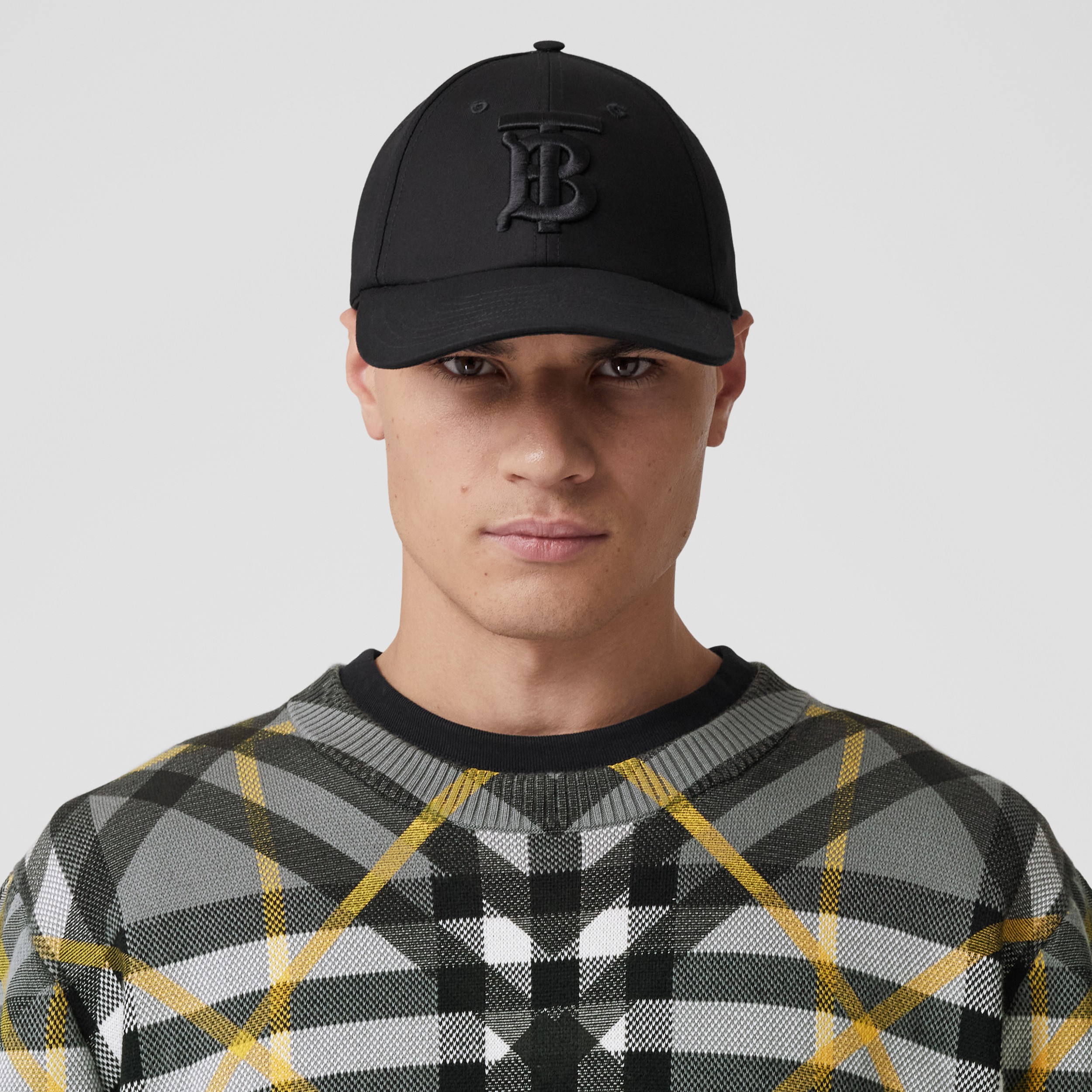 Layered Check Cotton Jacquard Oversized Sweater in Storm Grey - Men ... Layered Check Cotton Jacquard Oversized Sweater in Storm Grey - Men ...