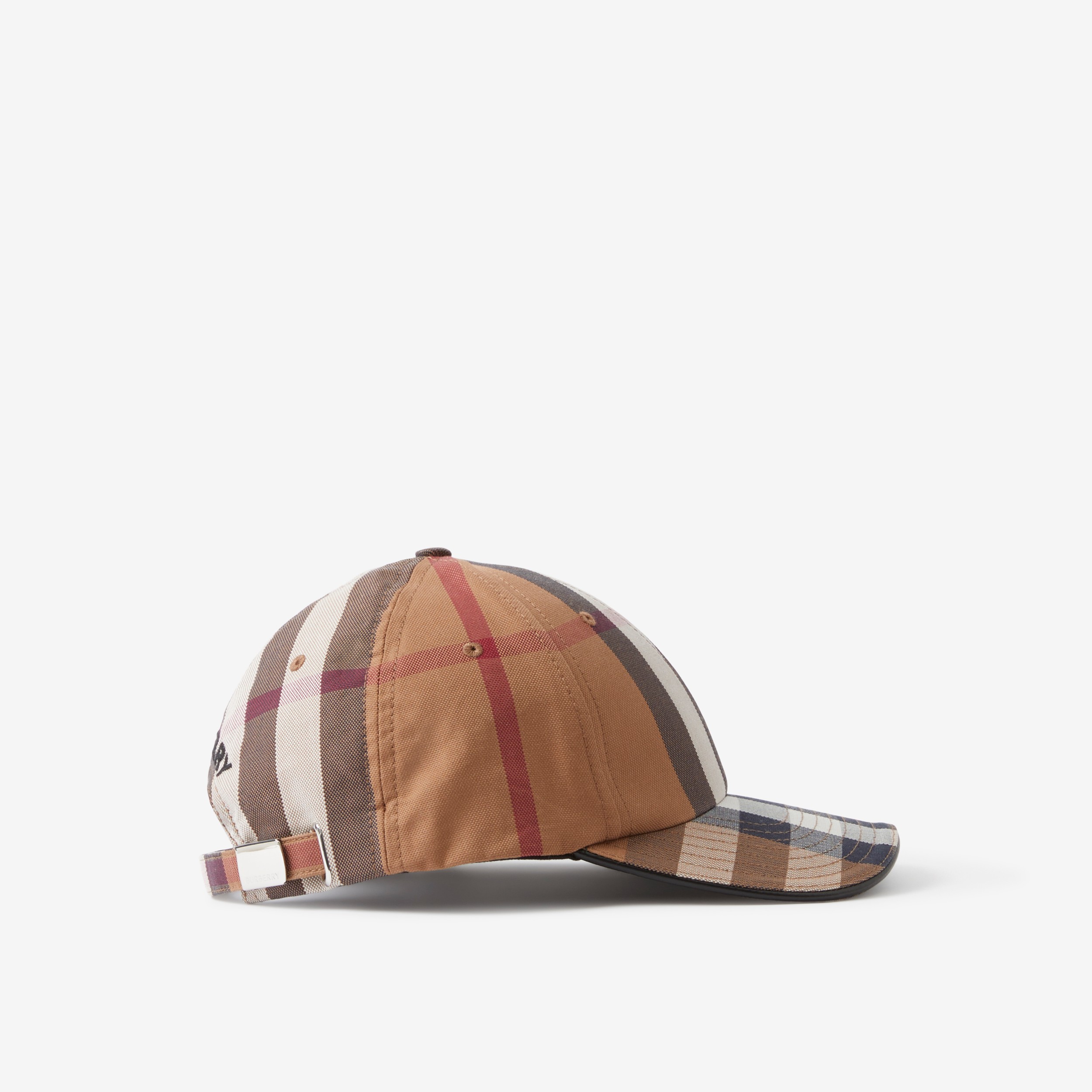 Logo Detail Exaggerated Check Cotton Baseball Cap in Birch Brown ...