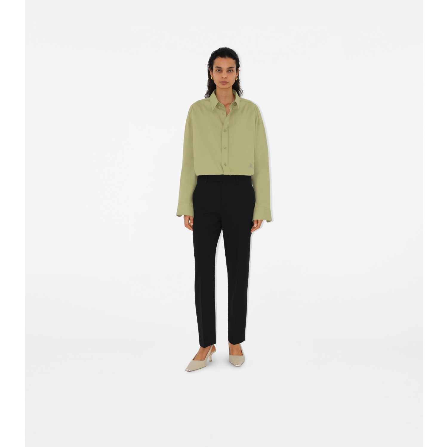 Leather Chisel Slingback Pumps in Field - Women | Burberry® Official