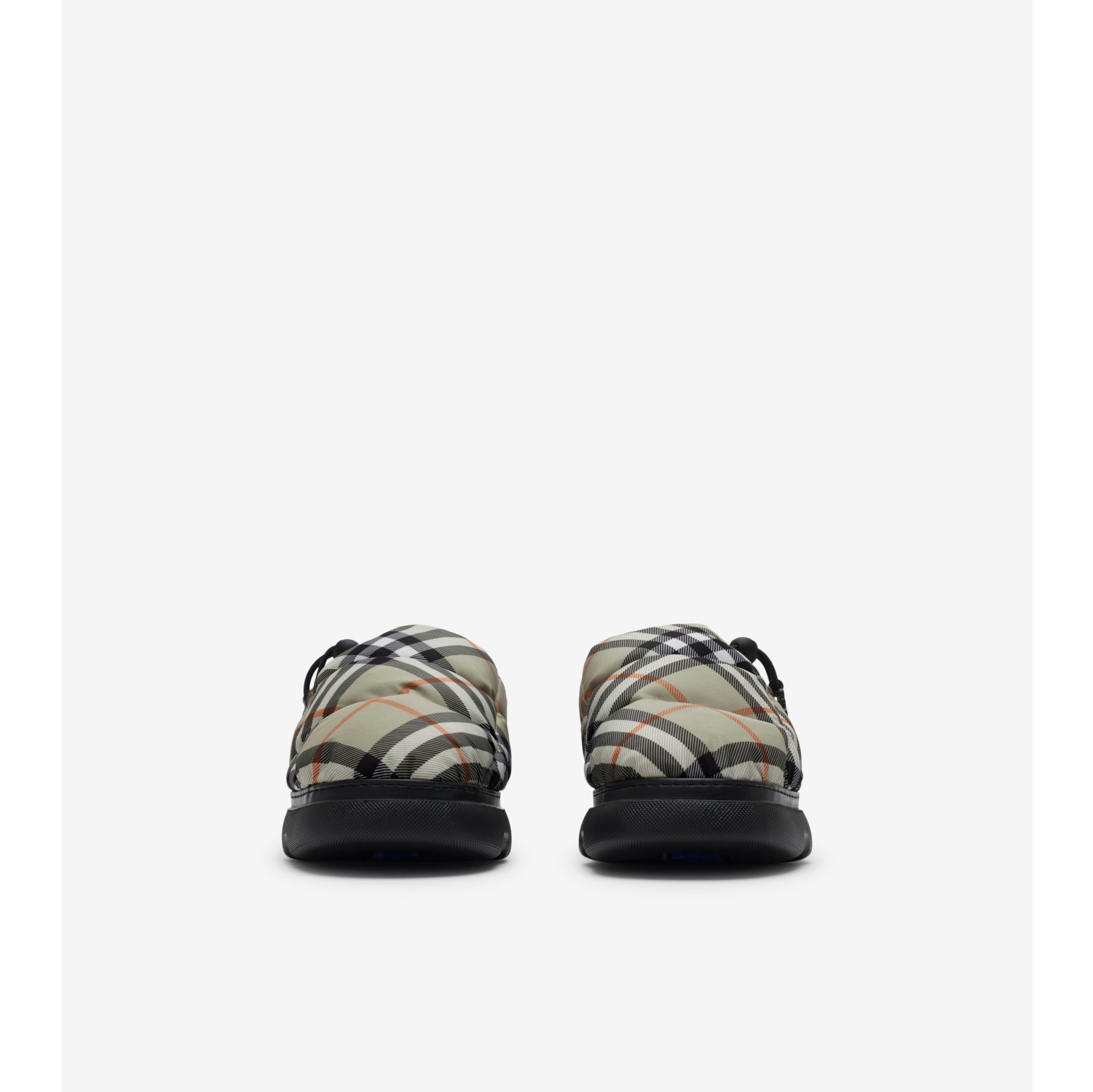 Check Nylon Blend Pillow Mules in Light sage - Men | Burberry® Official