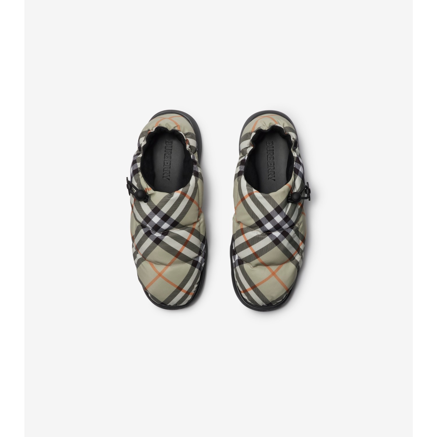 Check Nylon Blend Pillow Mules in Light sage - Men | Burberry® Official