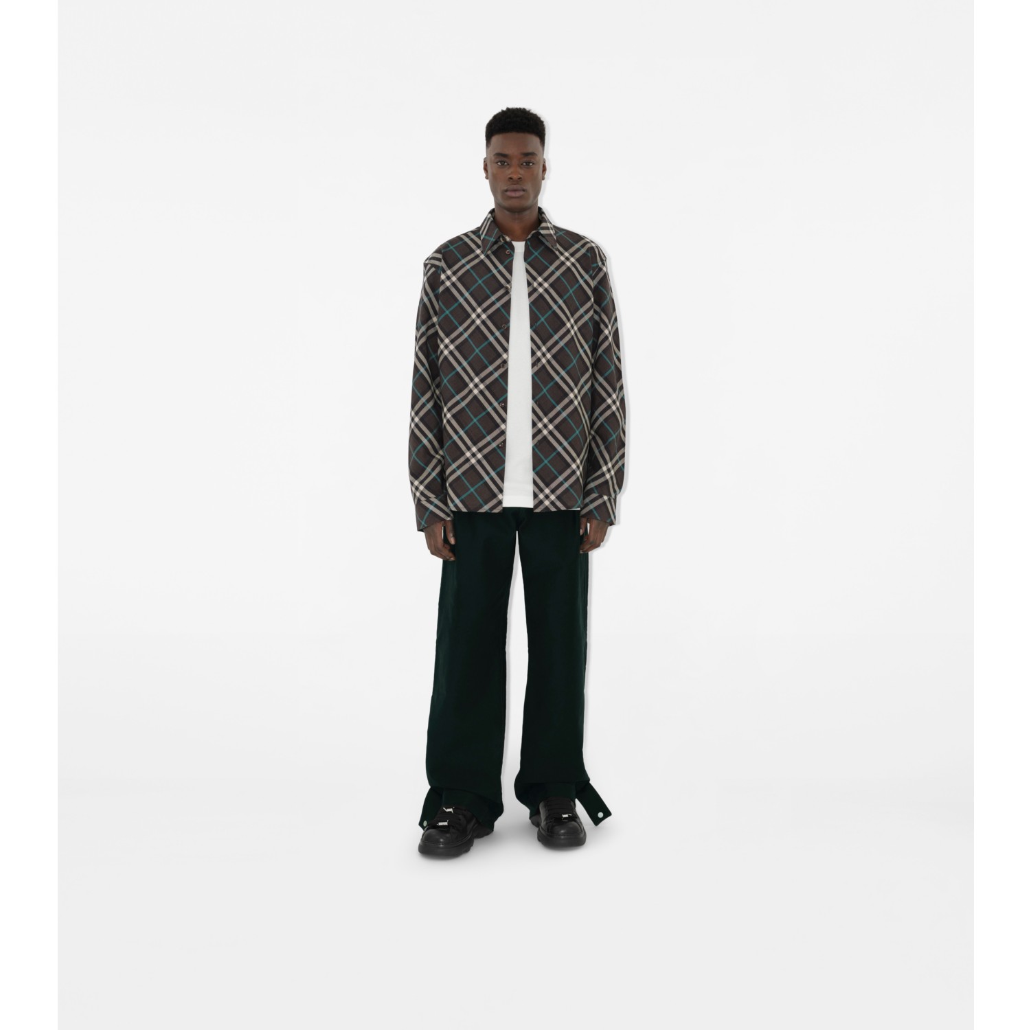 Check Wool Blend Shirt in Snug - Men | Burberry® Official