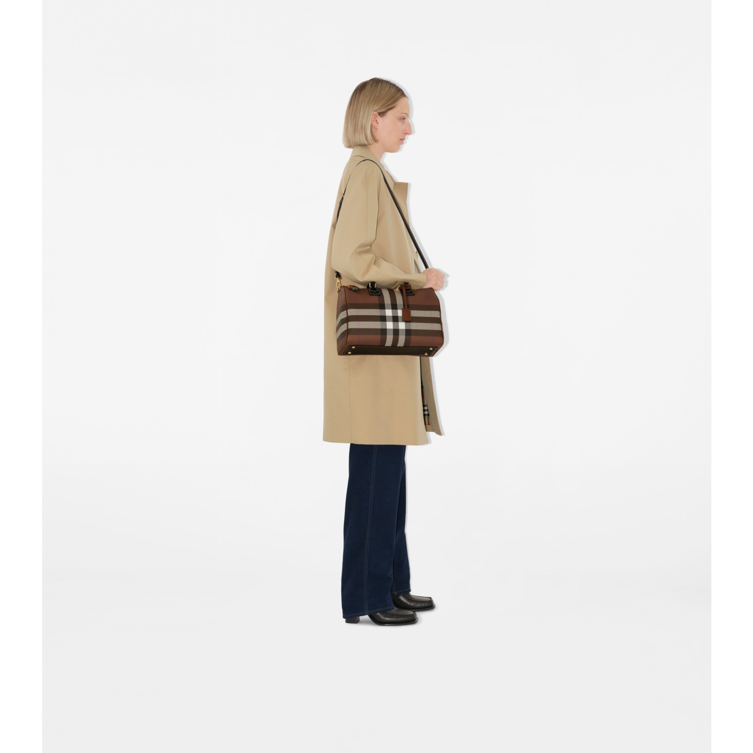 Mini Check Bowling Bag in Dark birch brown - Women | Burberry® Official