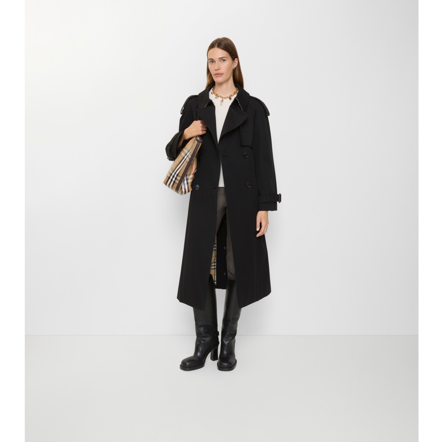 Langer Trenchcoat „Fitzrovia“ aus Gabardine (Schwarz) - Damen ...