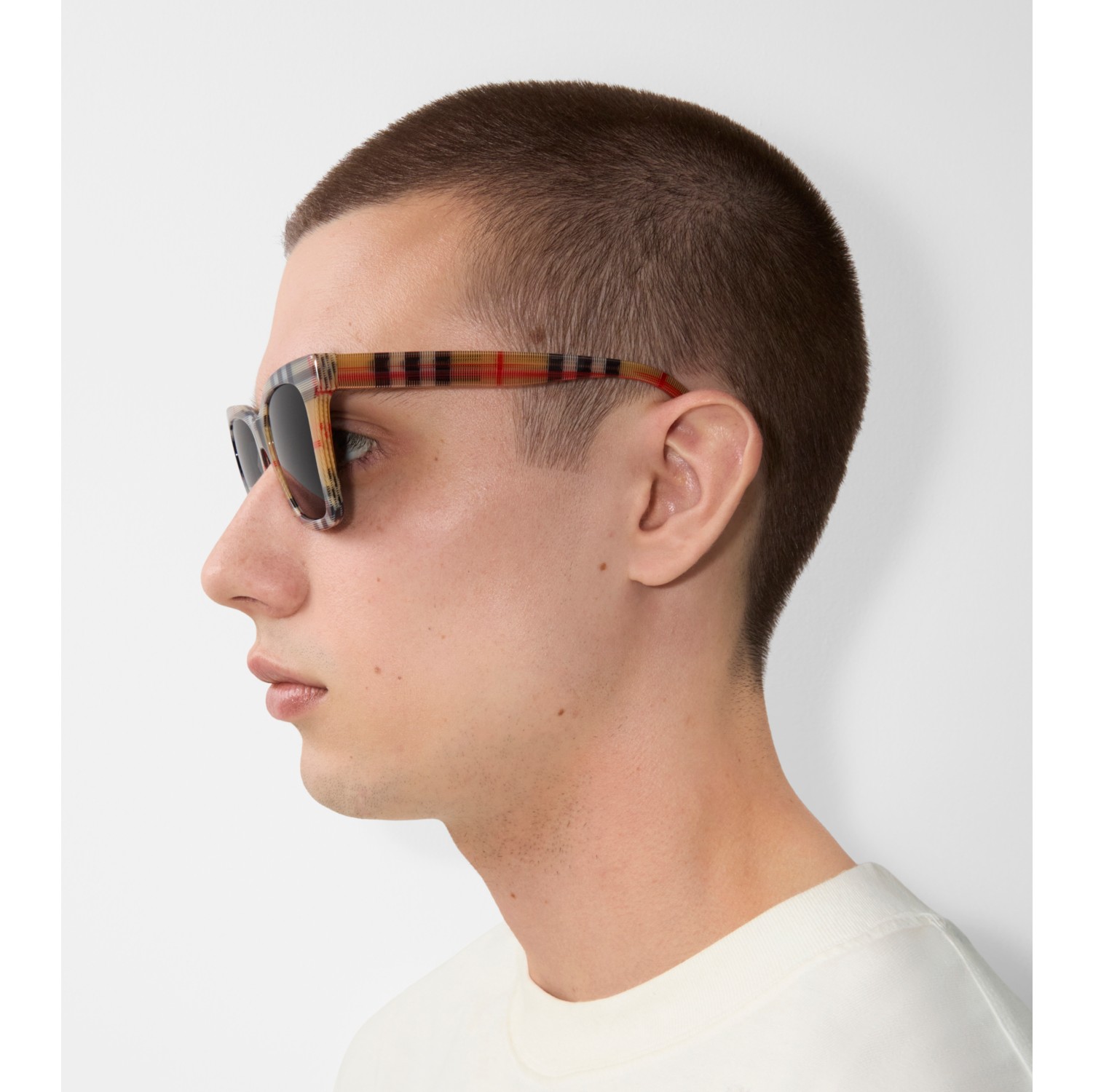 Check Square Sunglasses in Antique yellow - Women | Burberry® Official