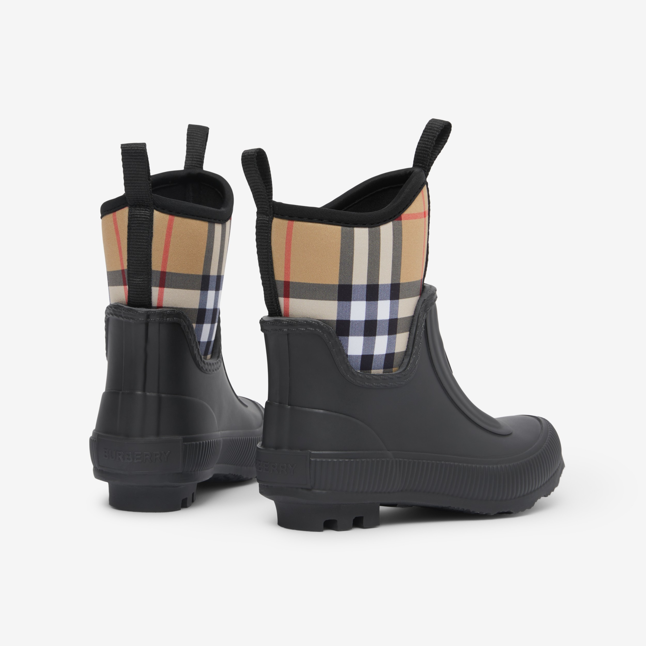 Vintage Check Neoprene and Rubber Rain Boots in Black - Children ...