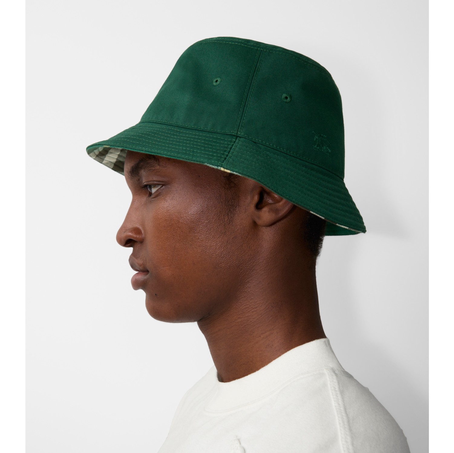 Reversible Cotton Blend Bucket Hat in Ivy - Men | Burberry® Official