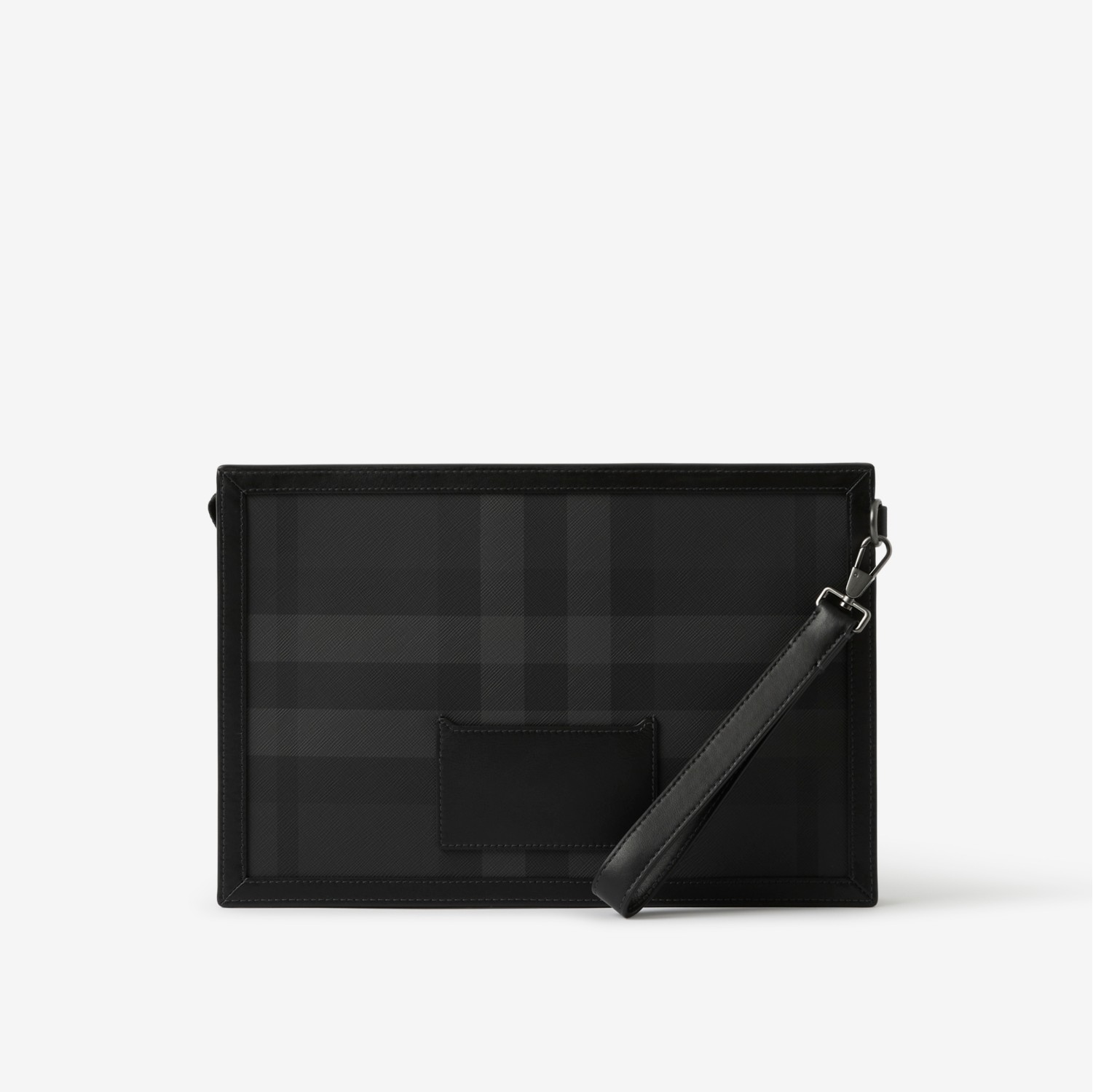 Check Zip Pouch in Charcoal - Men | Burberry® Official