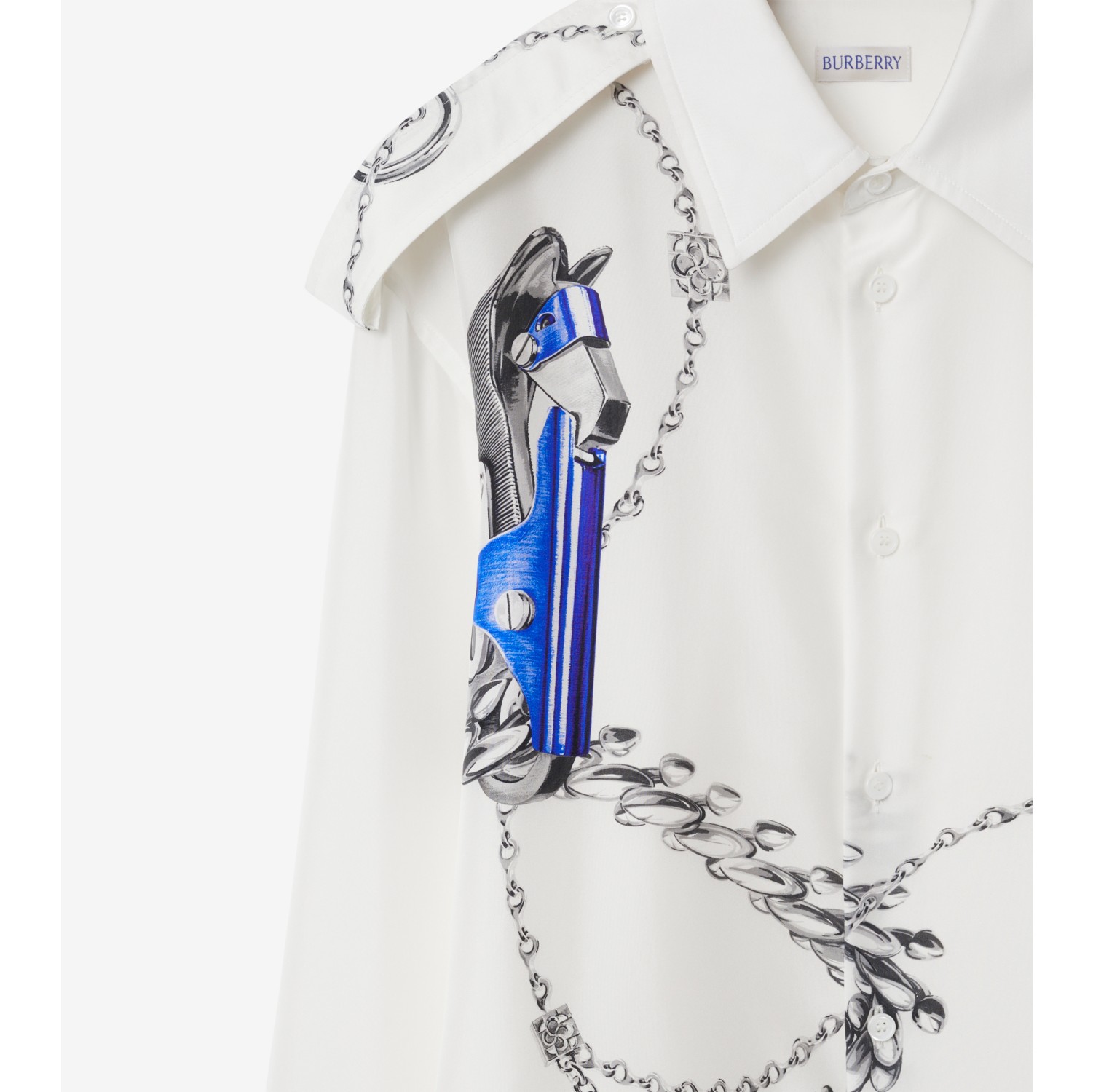 Knight Hardware Silk Shirt in Blue/white - Men | Burberry® Official