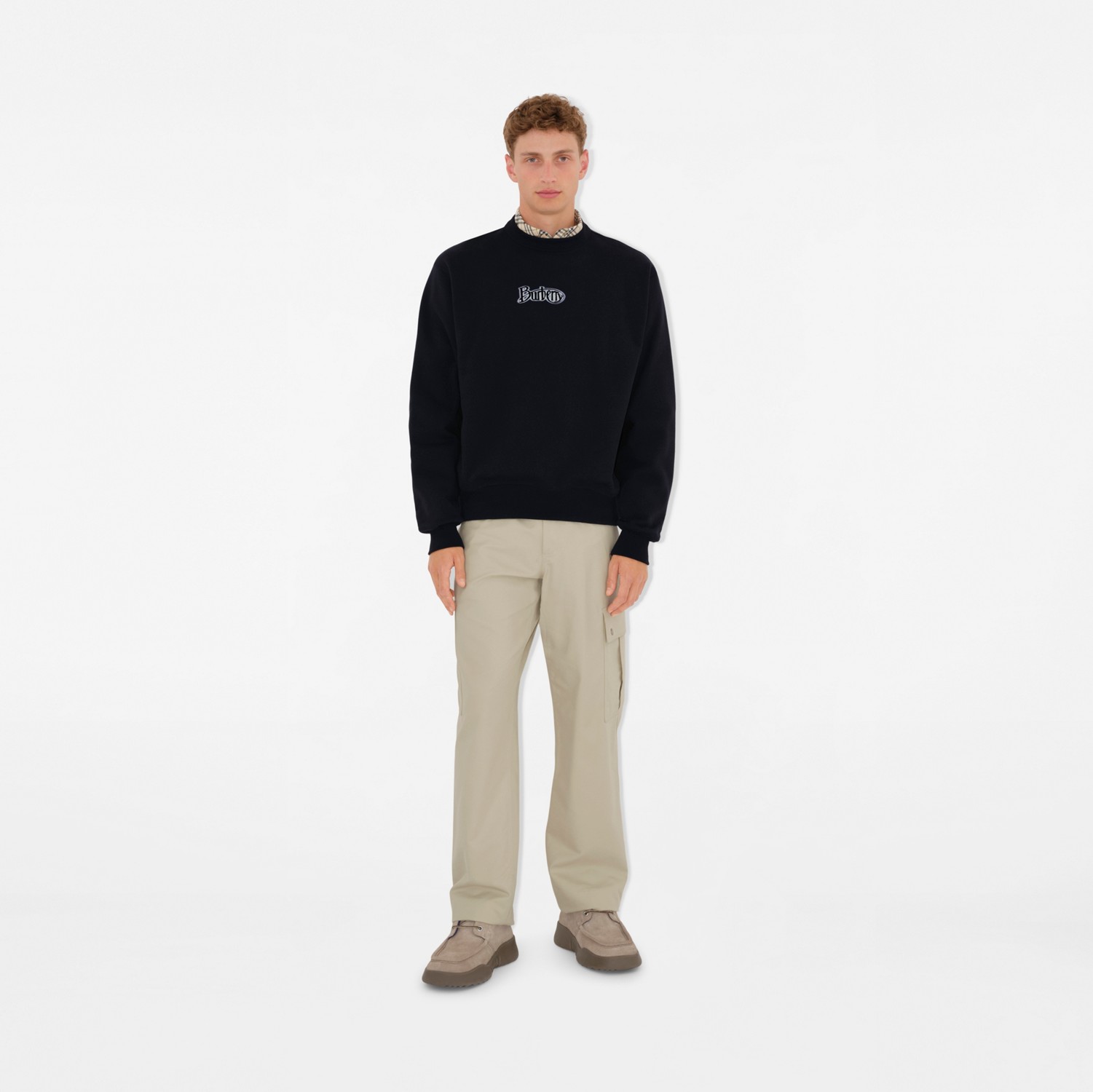 Logo Cotton Blend Sweatshirt in Coal - Men | Burberry® Official Logo Cotton Blend Sweatshirt in Coal - Men | Burberry® Official