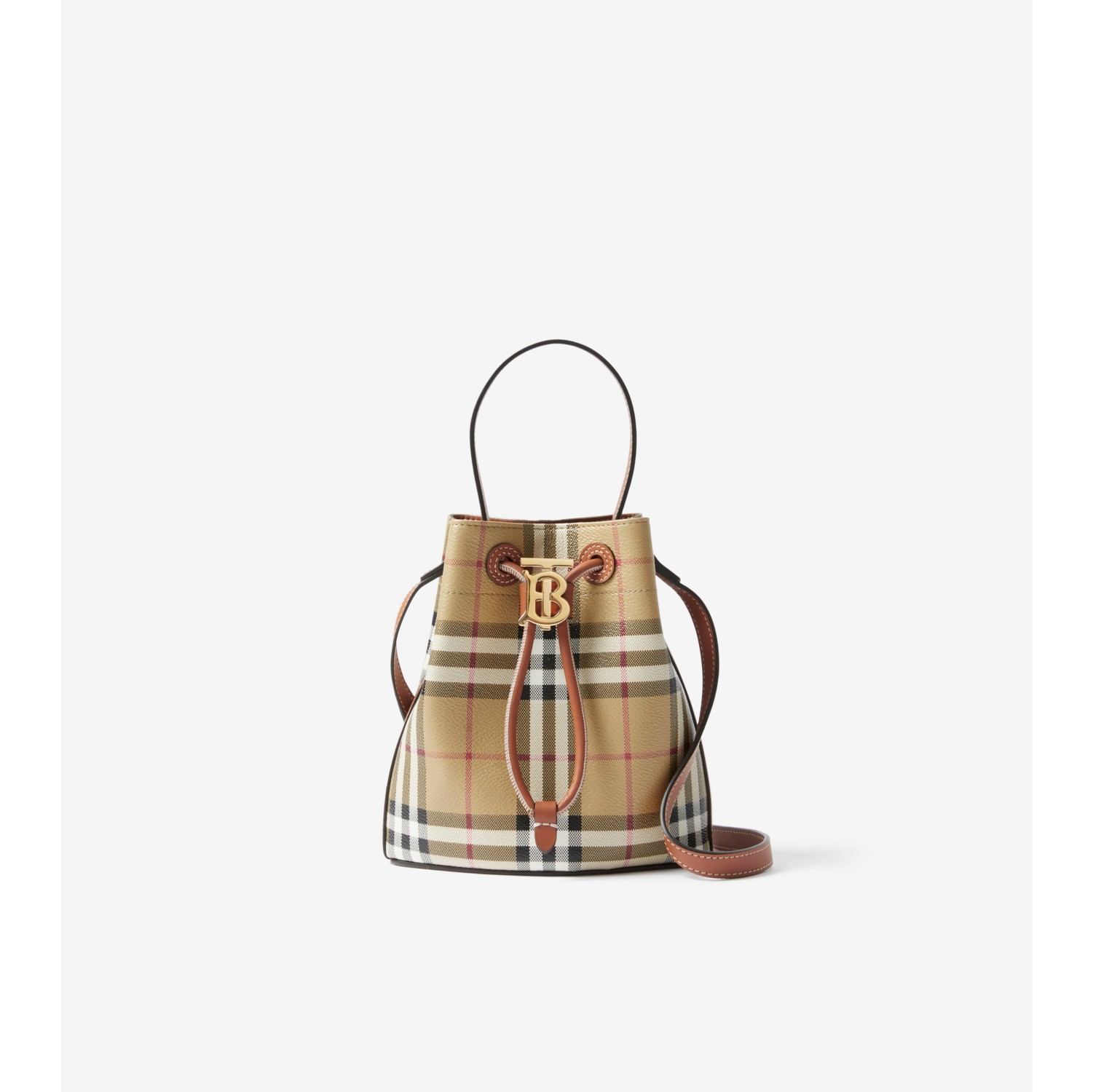Mini TB Bucket Bag in Archive beige/briar brown - Women | Burberry ...