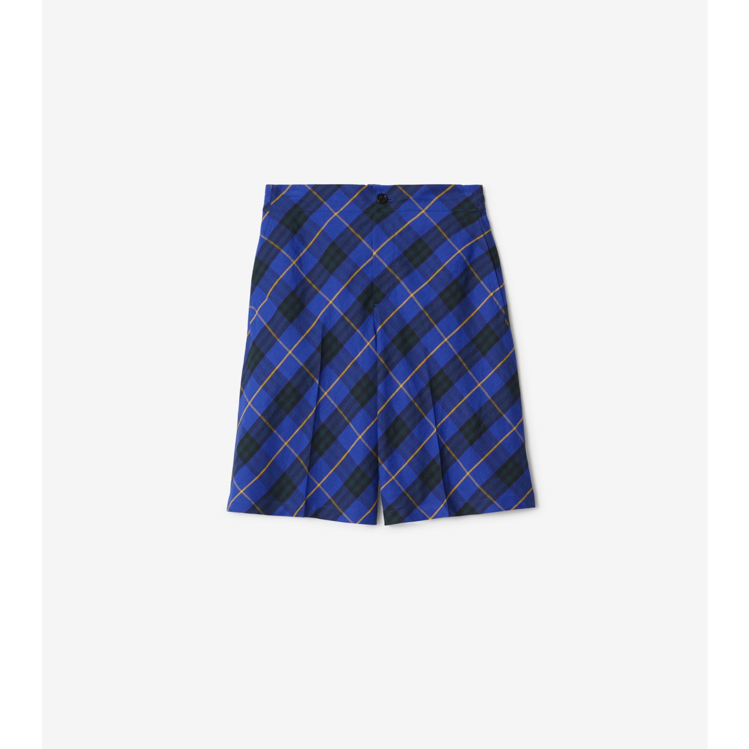 Check Linen Shorts In Bright Navy Men Burberry® Official