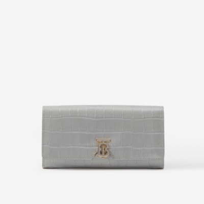 Burberry Embossed Leather Tb Continental Wallet In Gray | ModeSens