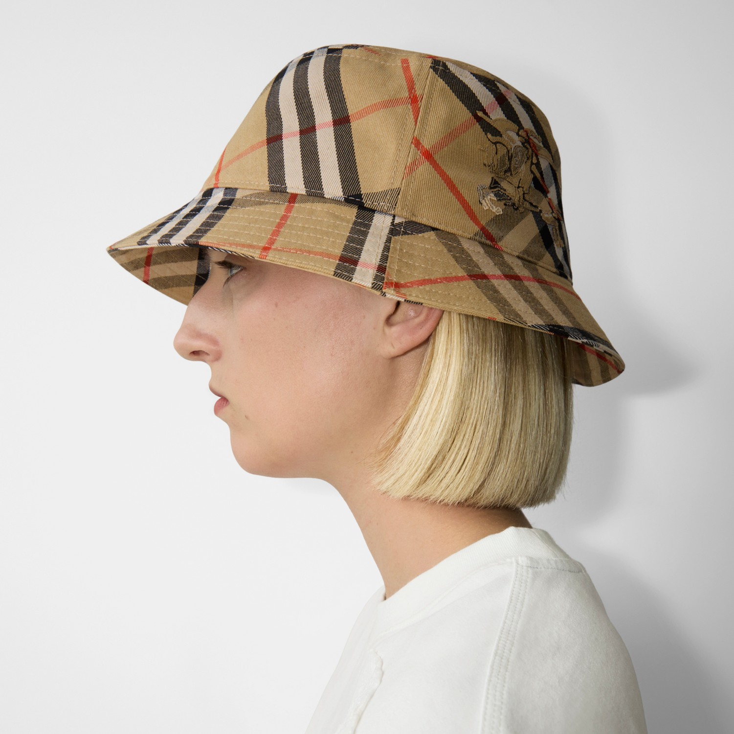 Check EKD Cotton Blend Bucket Hat in Sand - Men | Burberry® Official Check EKD Cotton Blend Bucket Hat in Sand - Men | Burberry® Official