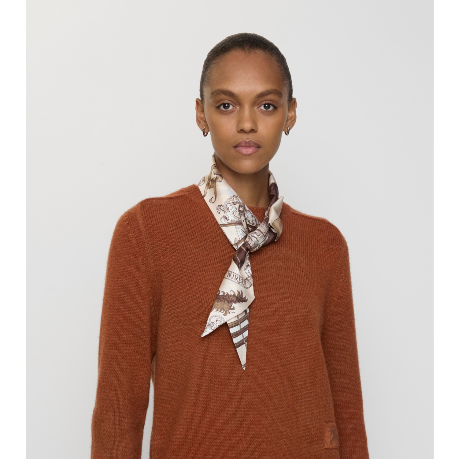 Skinny Reversible Etched Knight Silk Scarf in Taupe beige | Burberry ...