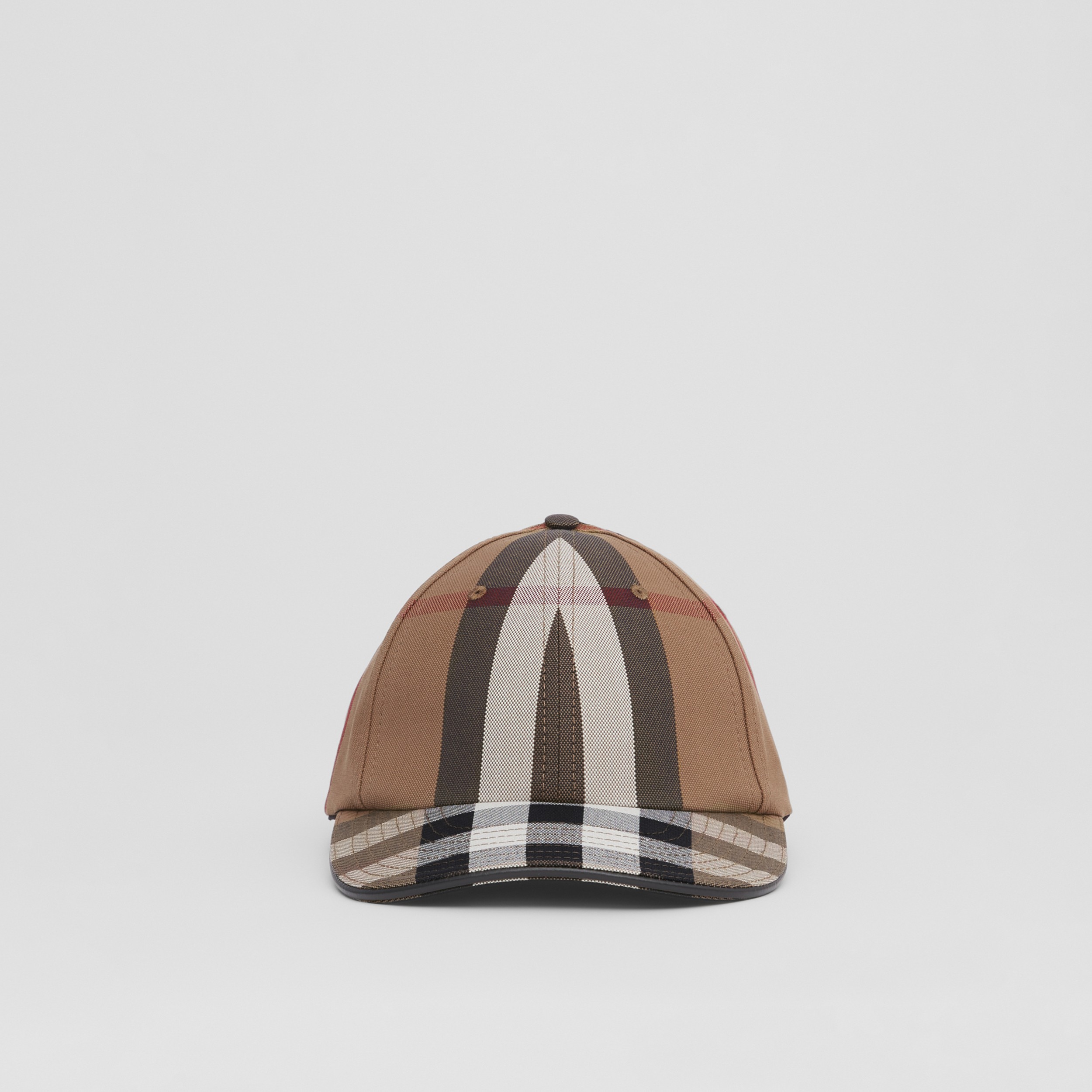 Logo Detail Exaggerated Check Cotton Baseball Cap in Birch Brown ...