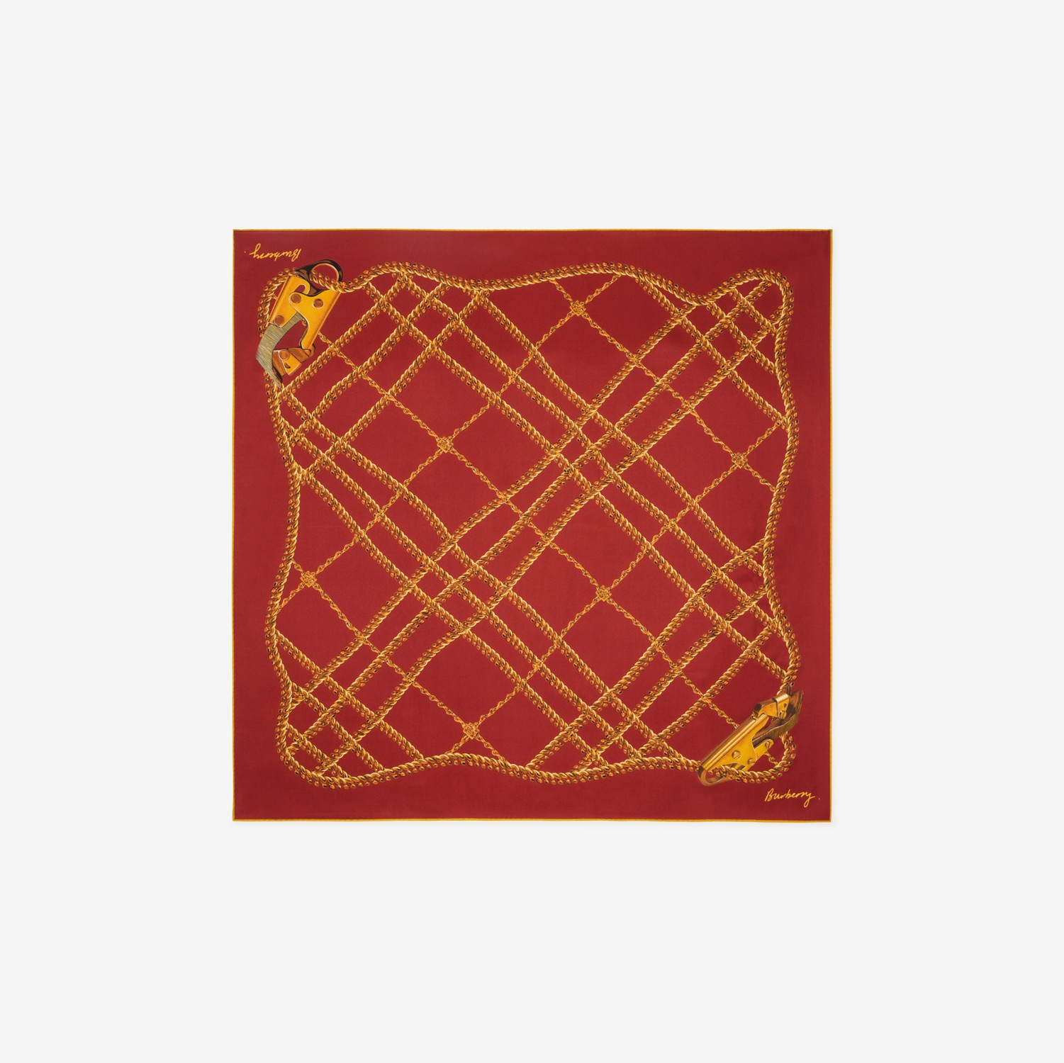 Seidenschal mit Kettenmotiv im Karomuster (Rust) | Burberry® Seidenschal mit Kettenmotiv im Karomuster (Rust) | Burberry®