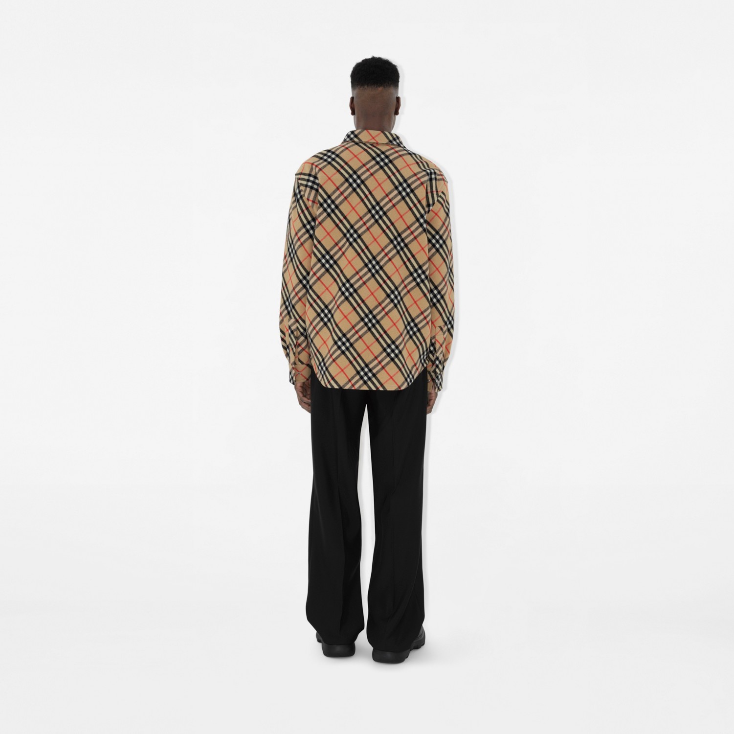 Oversized Check Wool Shirt in Sand - Men | Burberry® Official Oversized Check Wool Shirt in Sand - Men | Burberry® Official