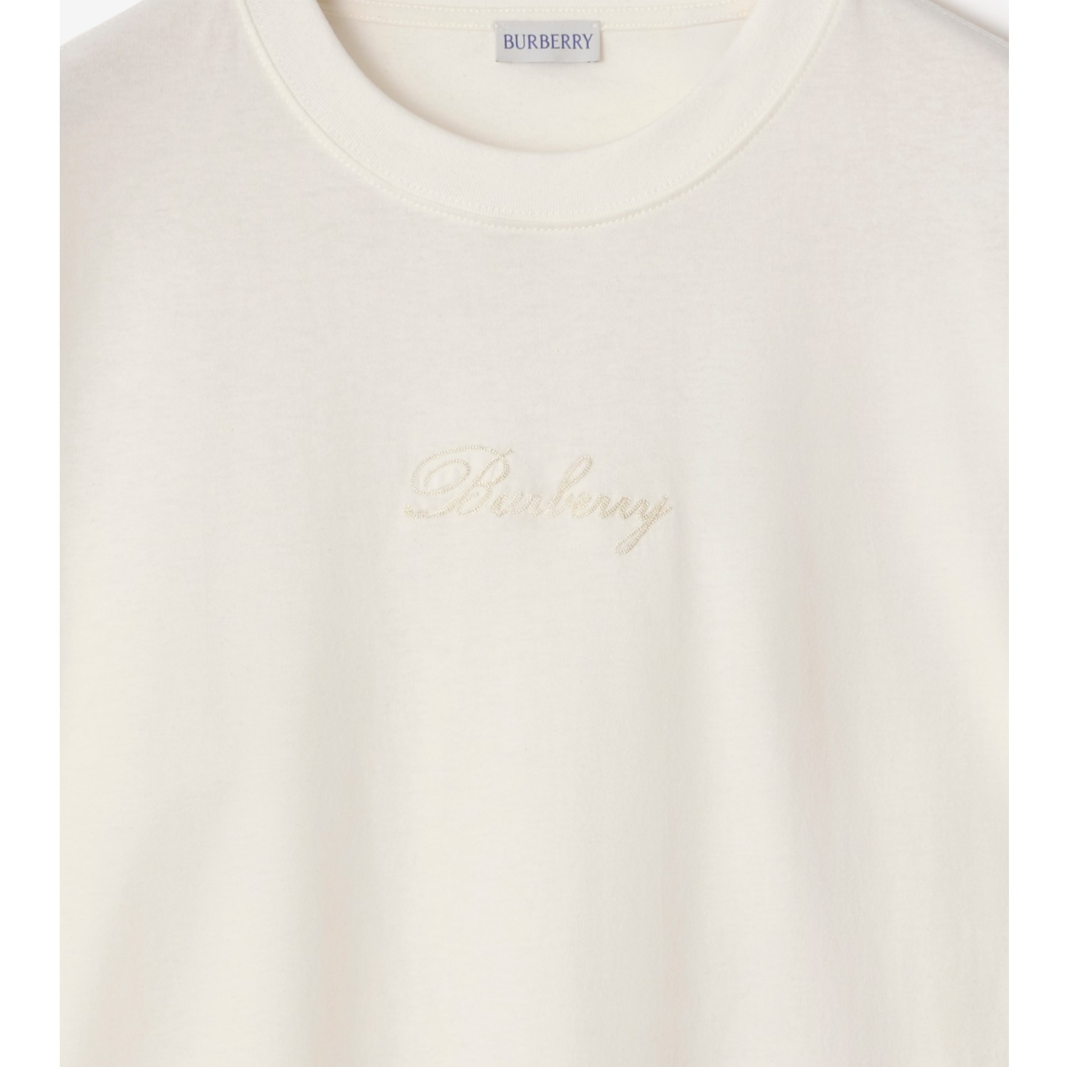 Check Cursive Logo Cotton T-shirt in Chalk white - Men | Burberry® Official
