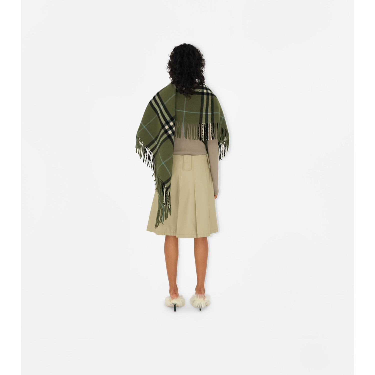 Check Wool Cape in Shrub | Burberry® Official