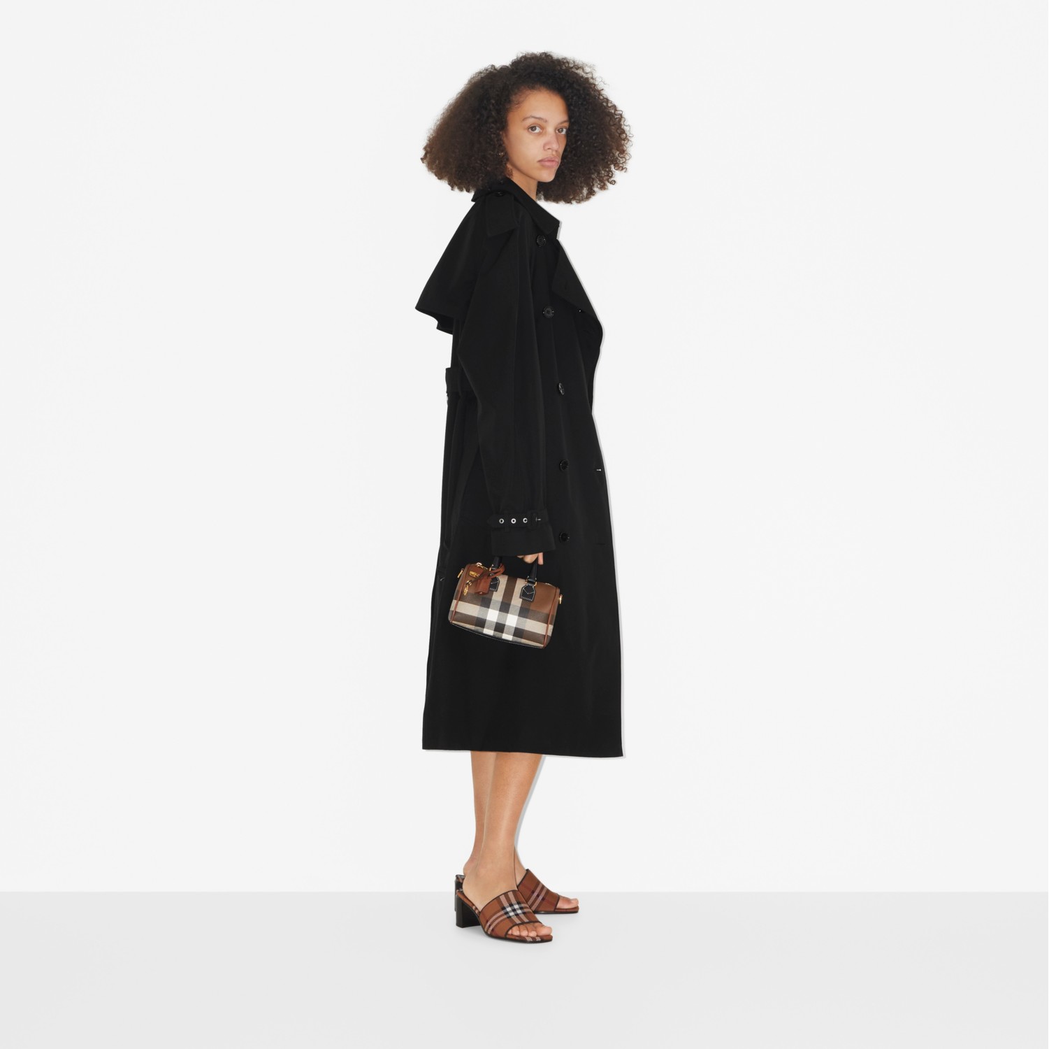 Mini Check Bowling Bag in Dark Birch Brown - Women | Burberry® Official