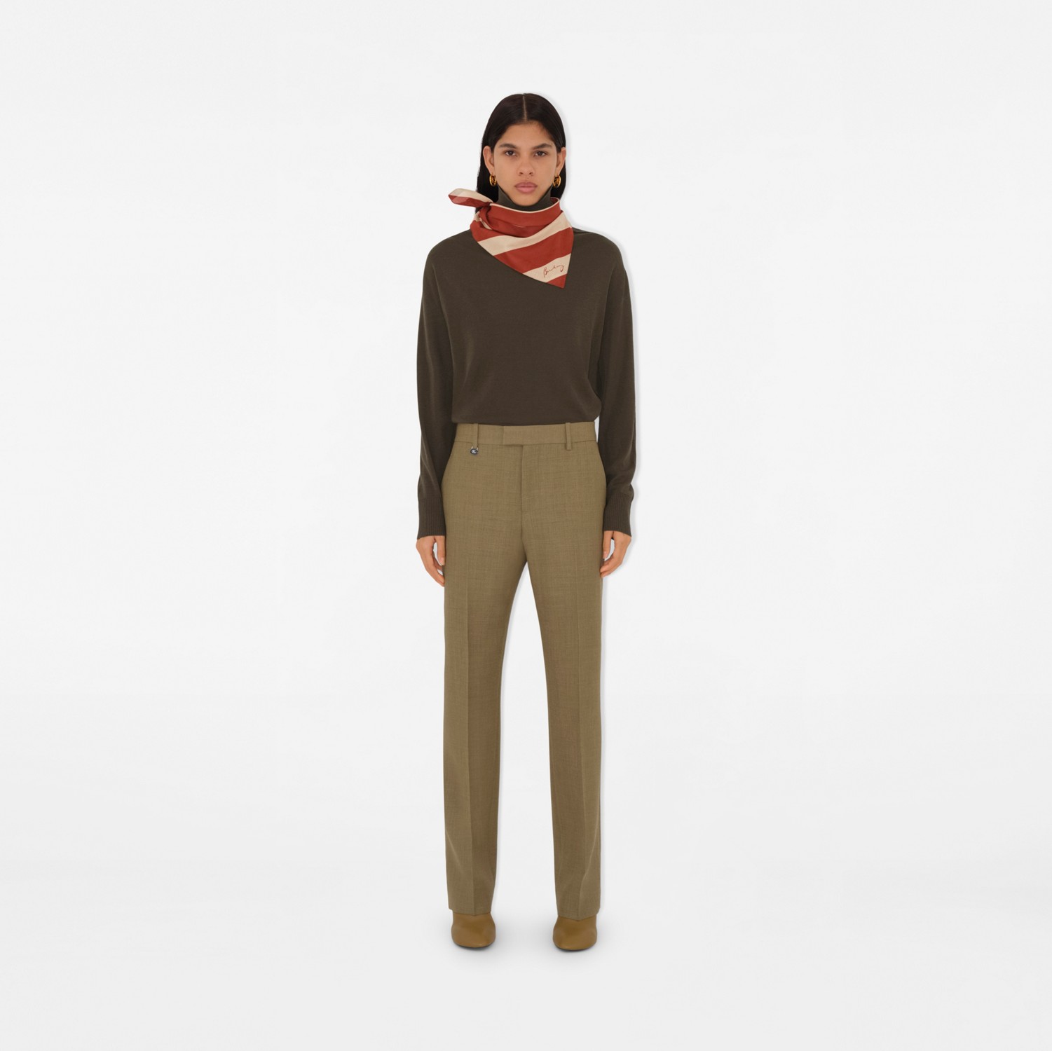 Foulard rayé en coton (Rouille) | Site officiel Burberry® Foulard rayé en coton (Rouille) | Site officiel Burberry®