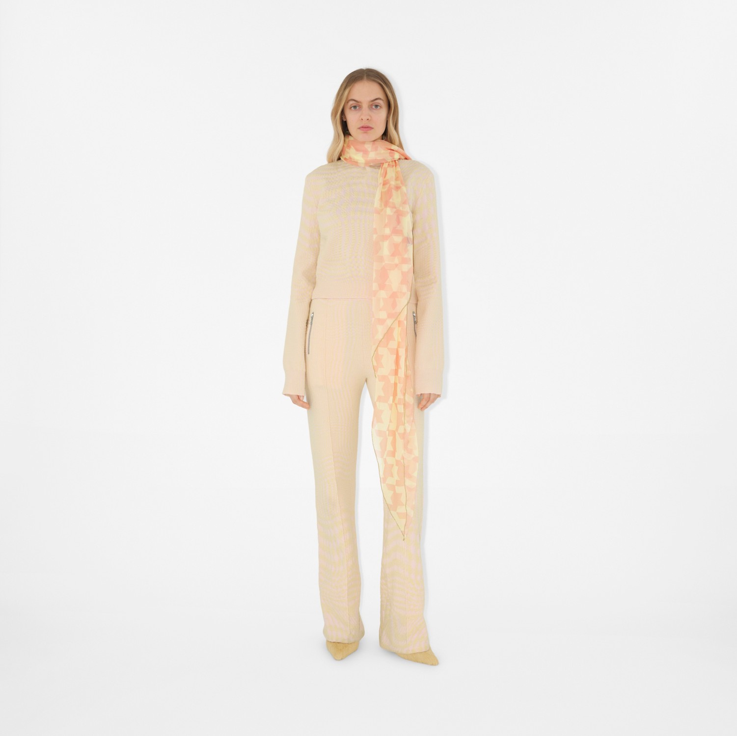 Houndstooth Silk Scarf in Blush/sherbet | Burberry® Official Houndstooth Silk Scarf in Blush/sherbet | Burberry® Official