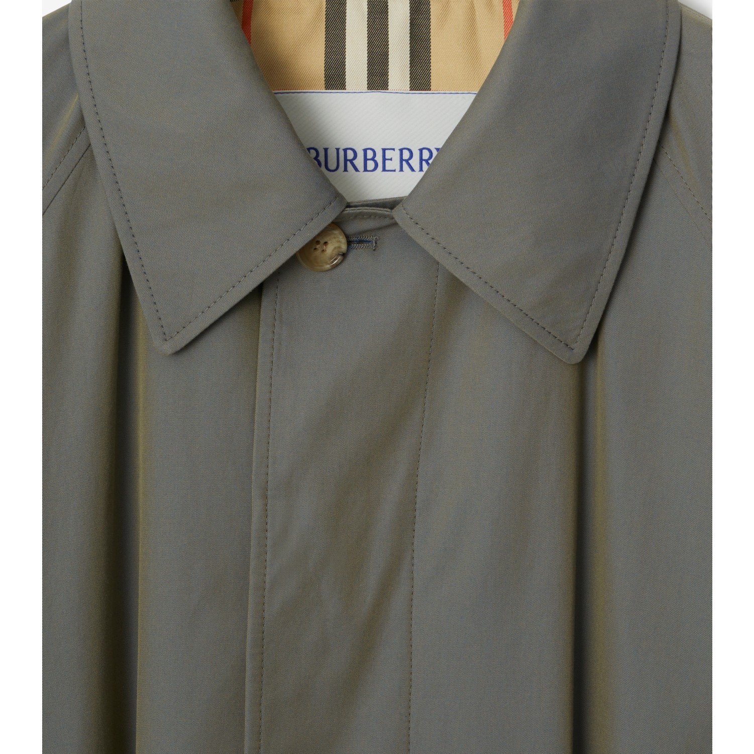 Long Cotton Car Coat in Iron - Men | Burberry® Official