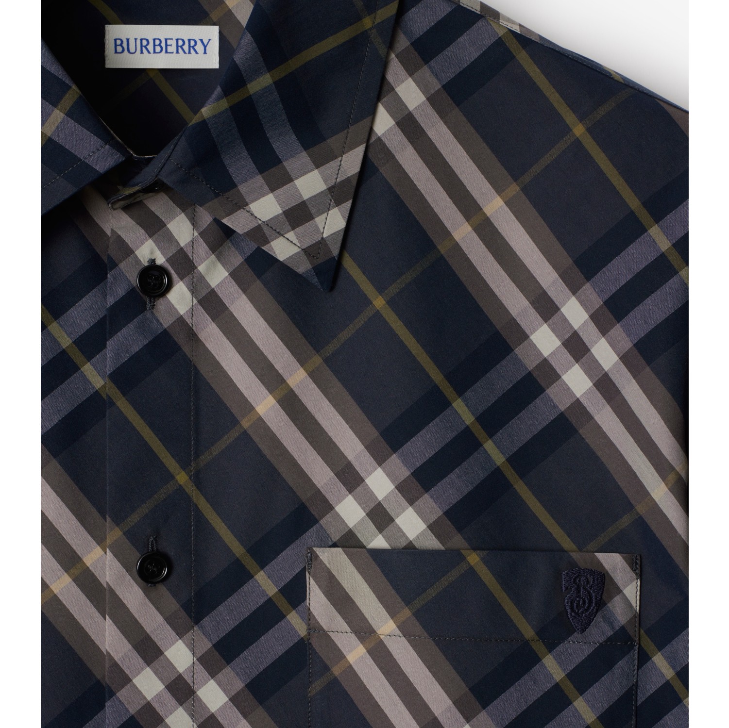 Relaxed Fit Check Cotton Shirt in Indigo - Men | Burberry® Official