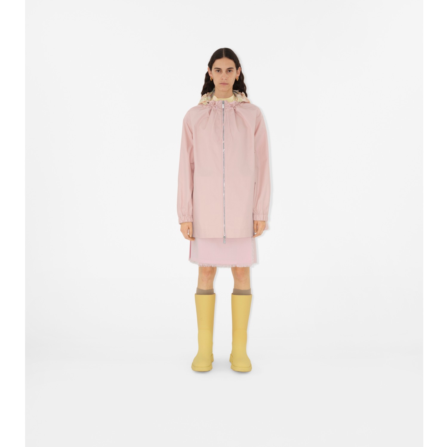 Check Hood Gabardine Parka in Cameo - Women | Burberry® Official