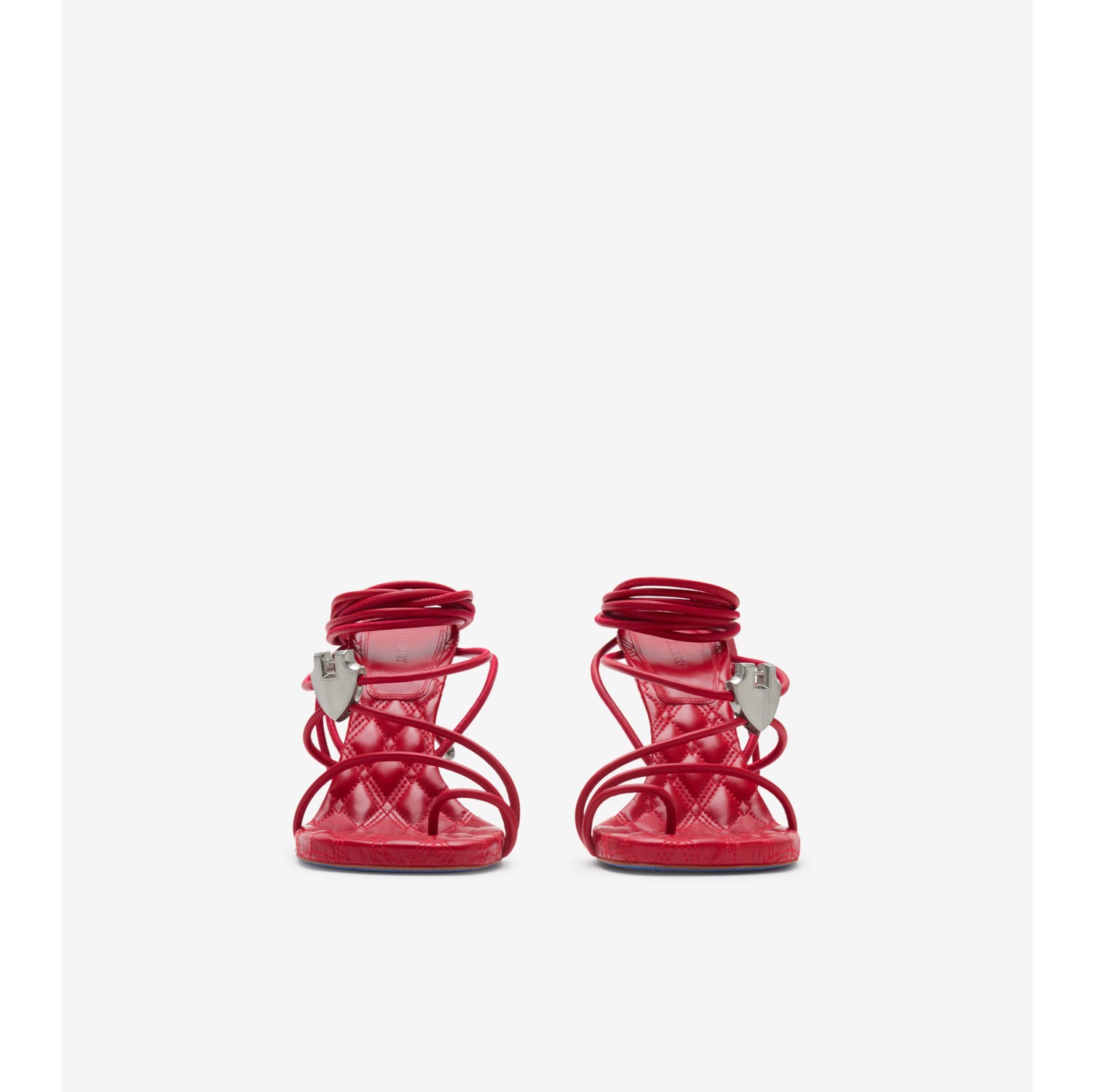 Leather Ivy Shield Heeled Sandals in Scarlet - Women | Burberry® Official