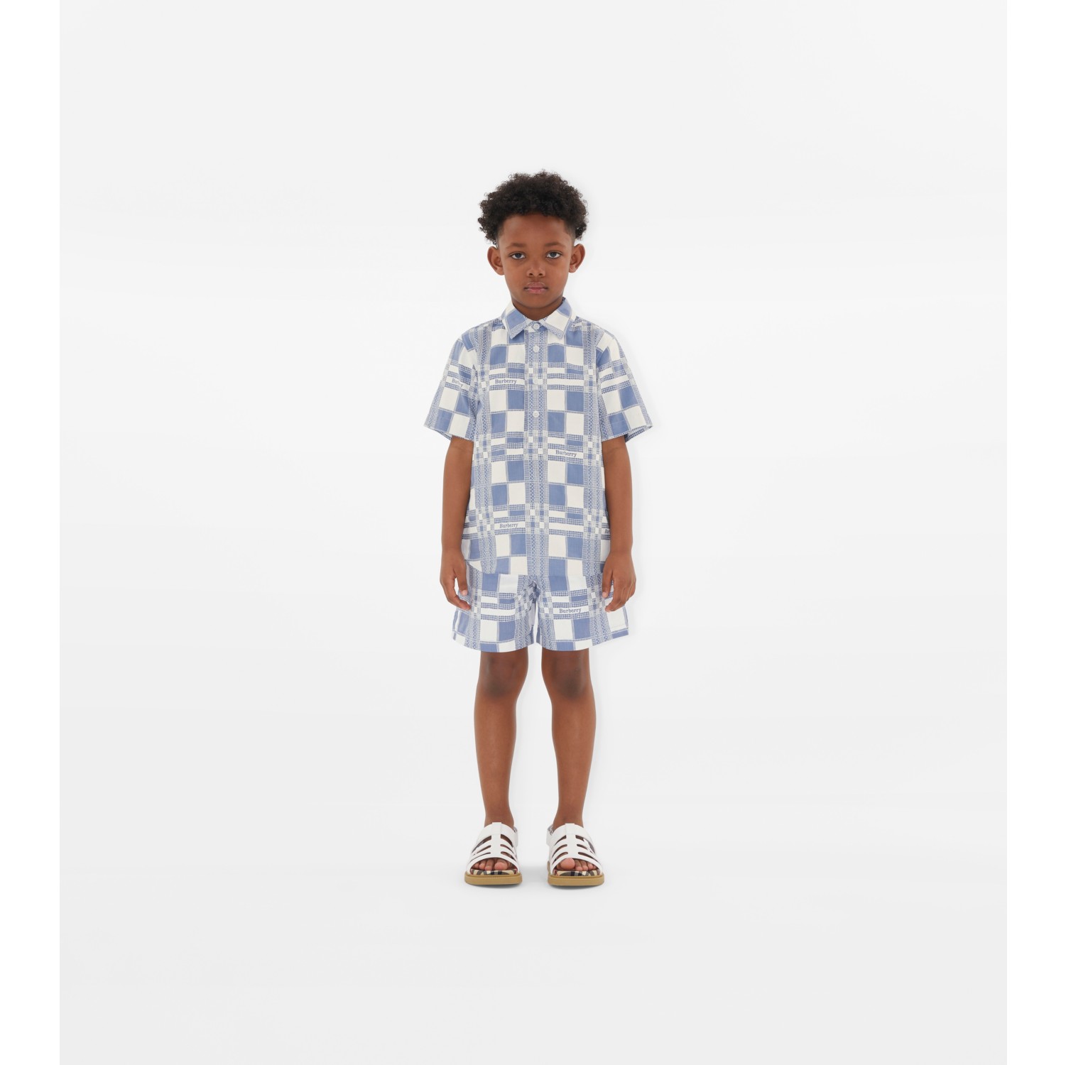 Check Cotton Shorts in Pale blue | Burberry® Official